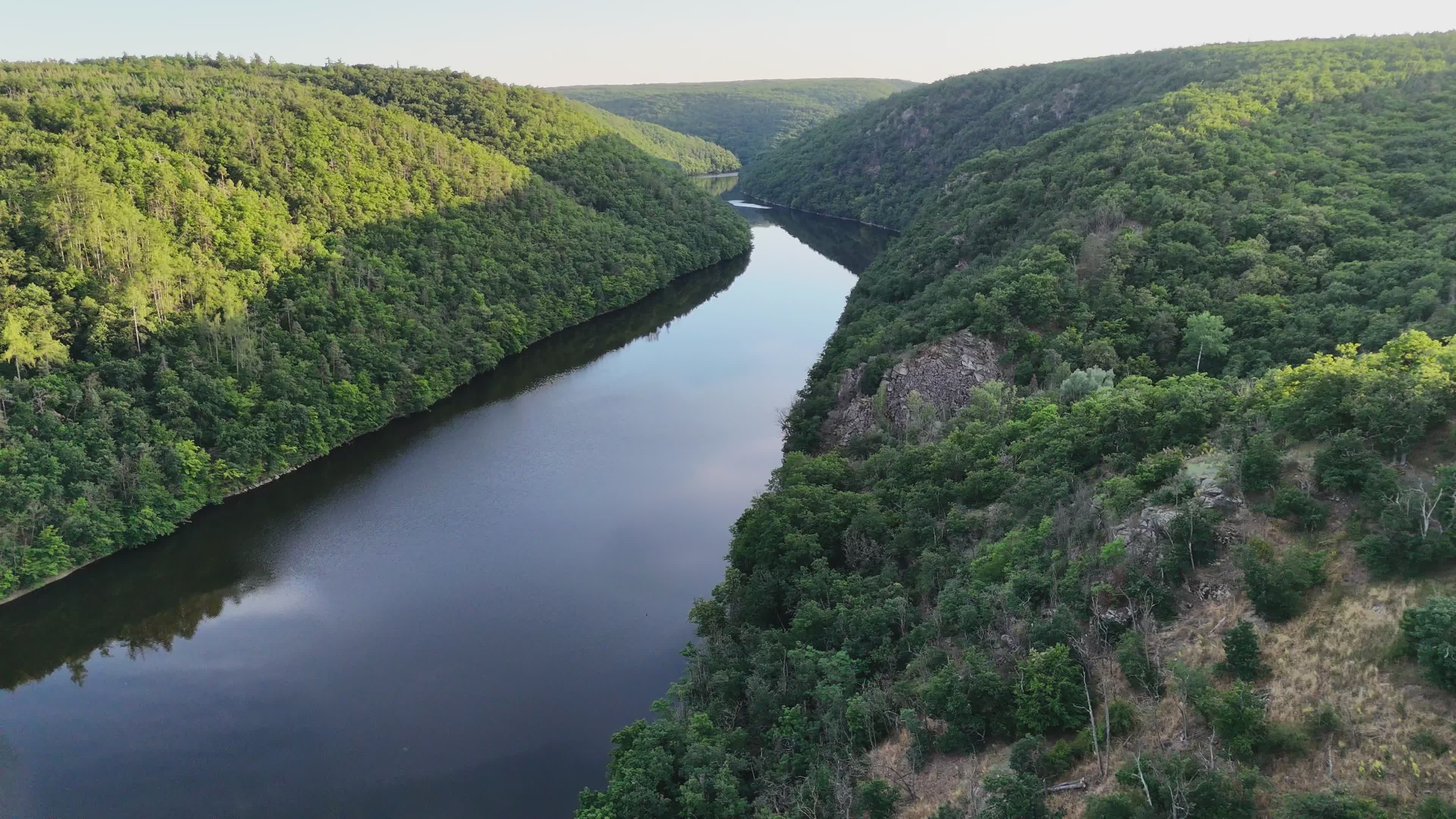 Scenic Aerial View of Serene River Valley Free Stock Video Footage ...