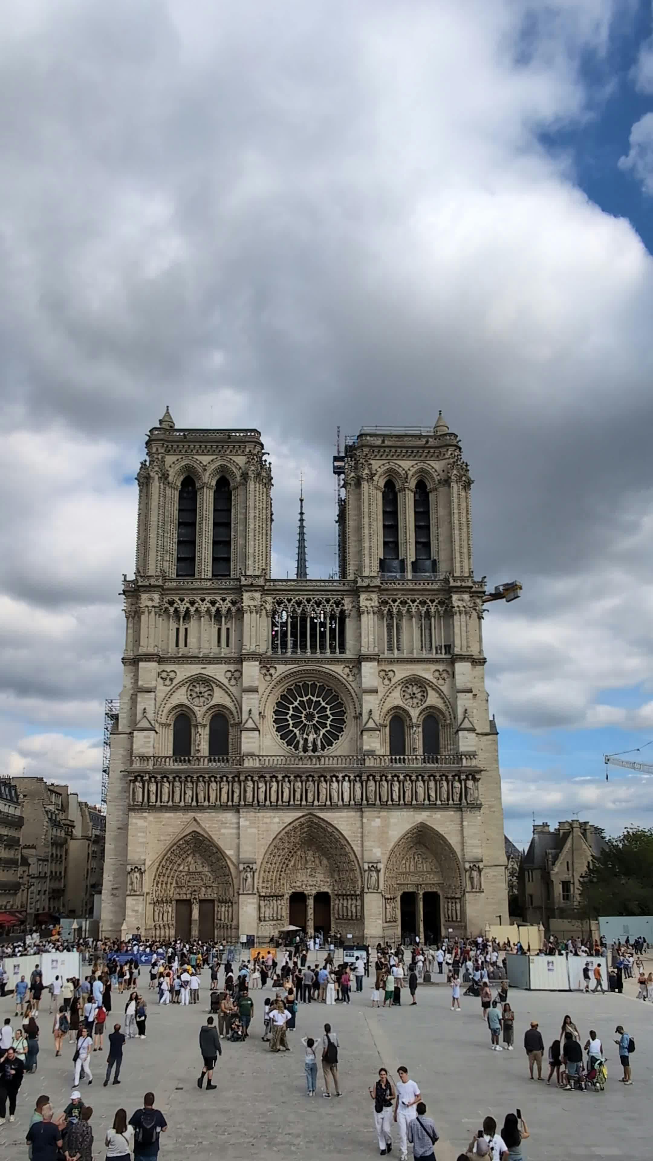 Notre Dame Cathedral Front View with Crowd Free Stock Video Footage ...