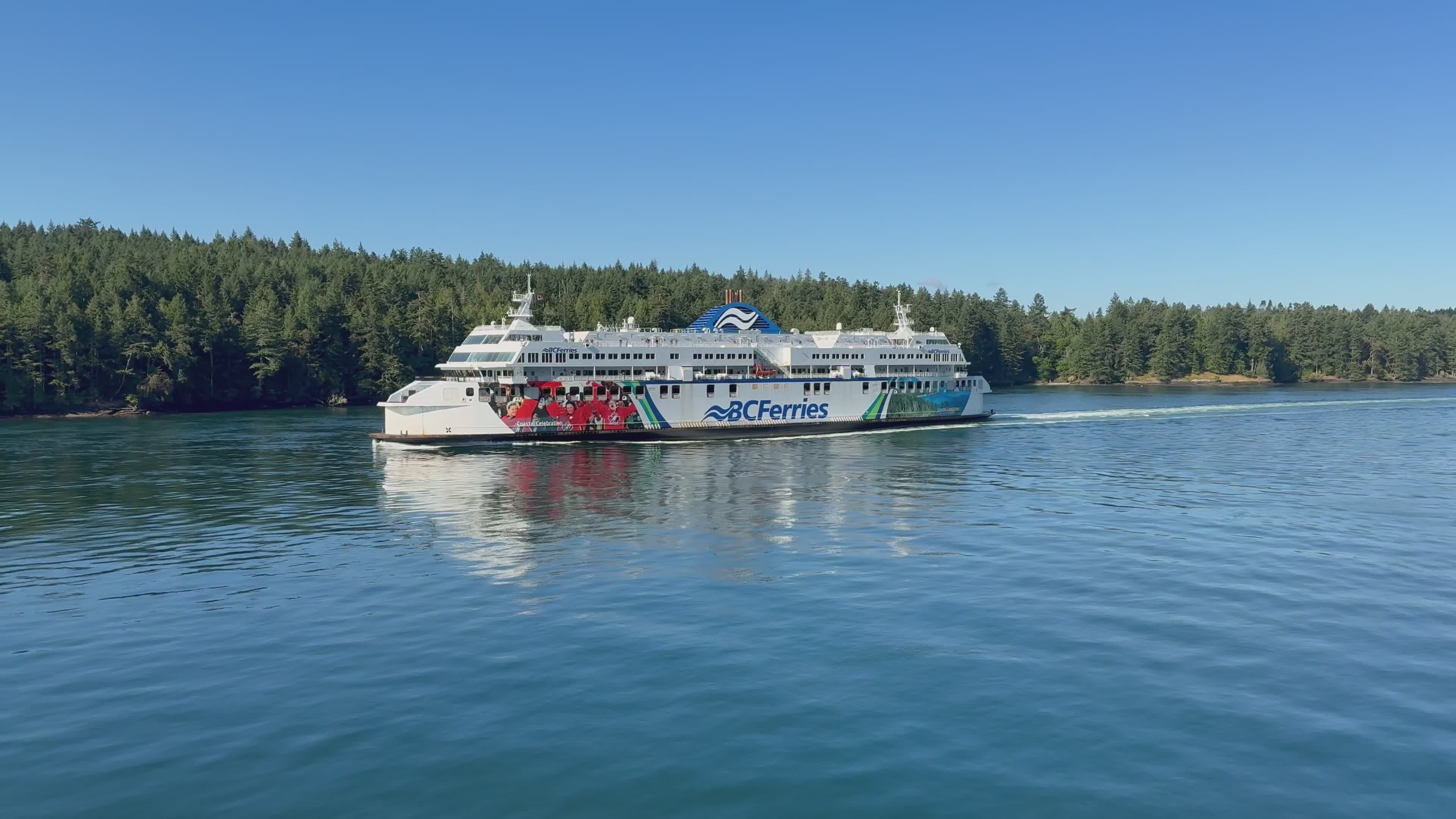 Scenic BC Ferries Cruise Through Lush Coastline Free Stock Video ...