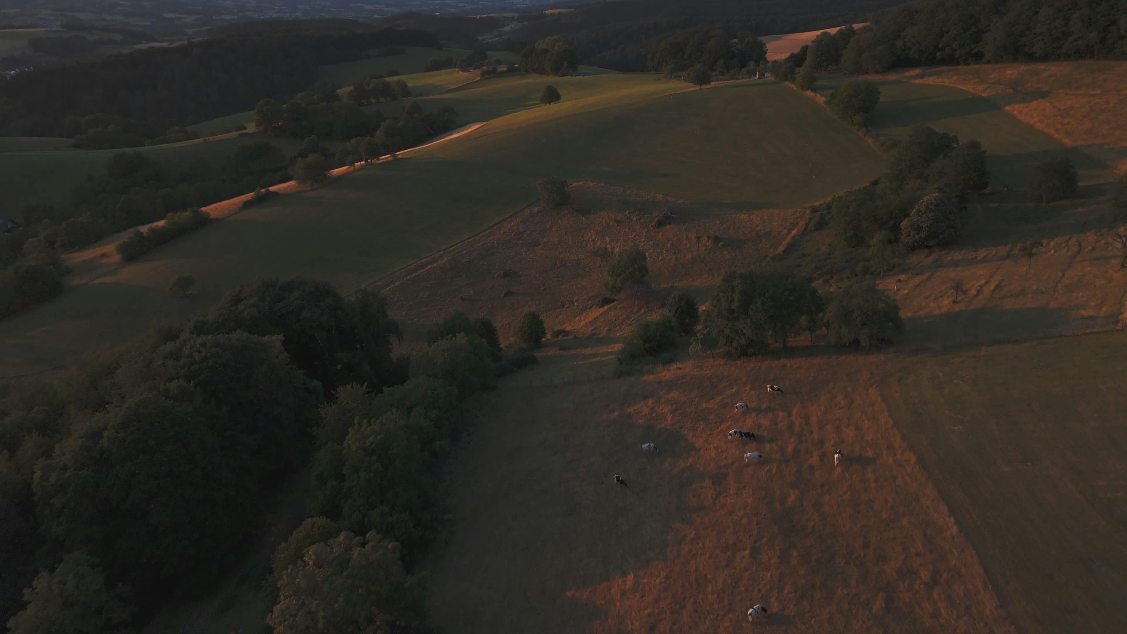 Serena Vista Aérea De Colinas Onduladas Al Atardecer · Vídeo de stock ...