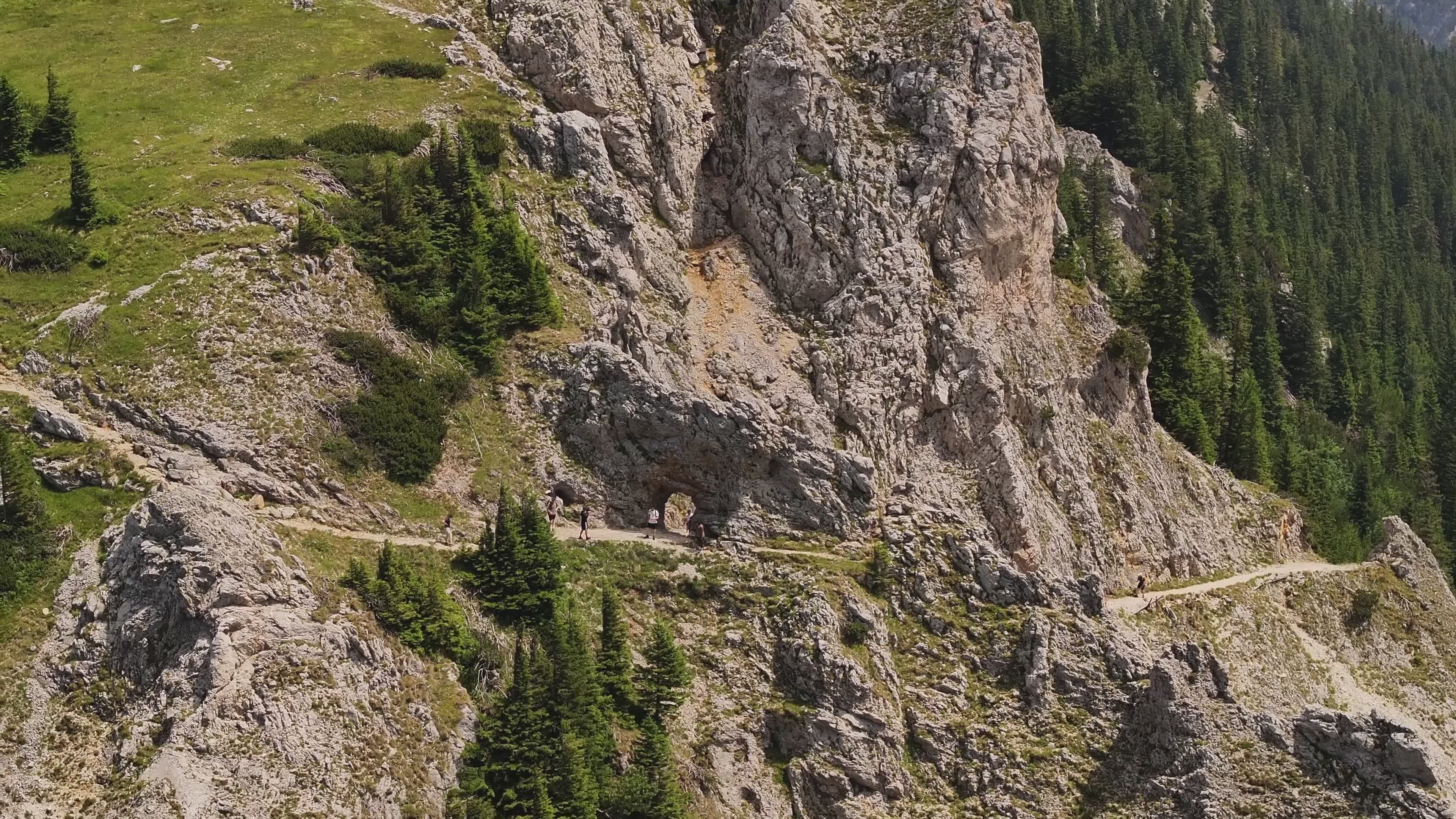 Aerial View of Hikers on Alpine Mountain Trail Free Stock Video Footage ...