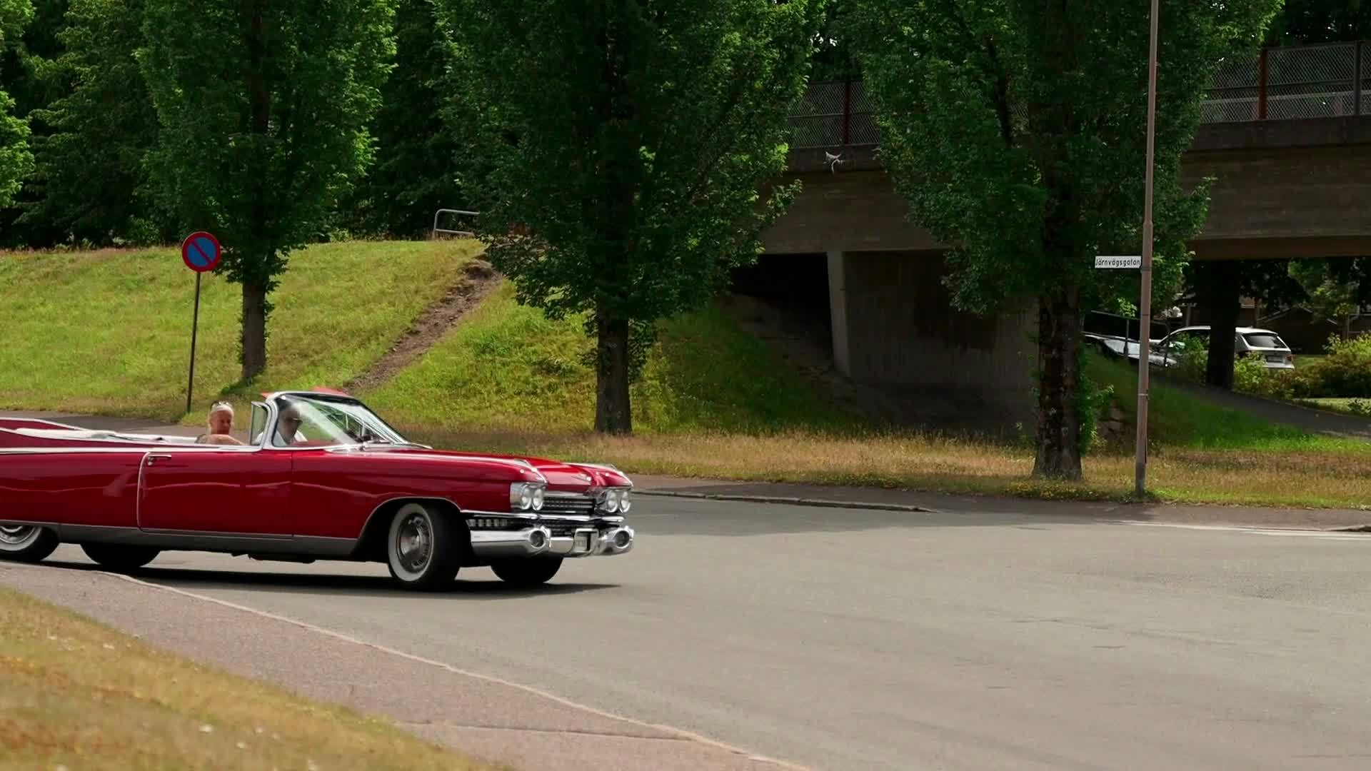 Classic Red Convertible Driving on Sunny Day Free Stock Video Footage ...