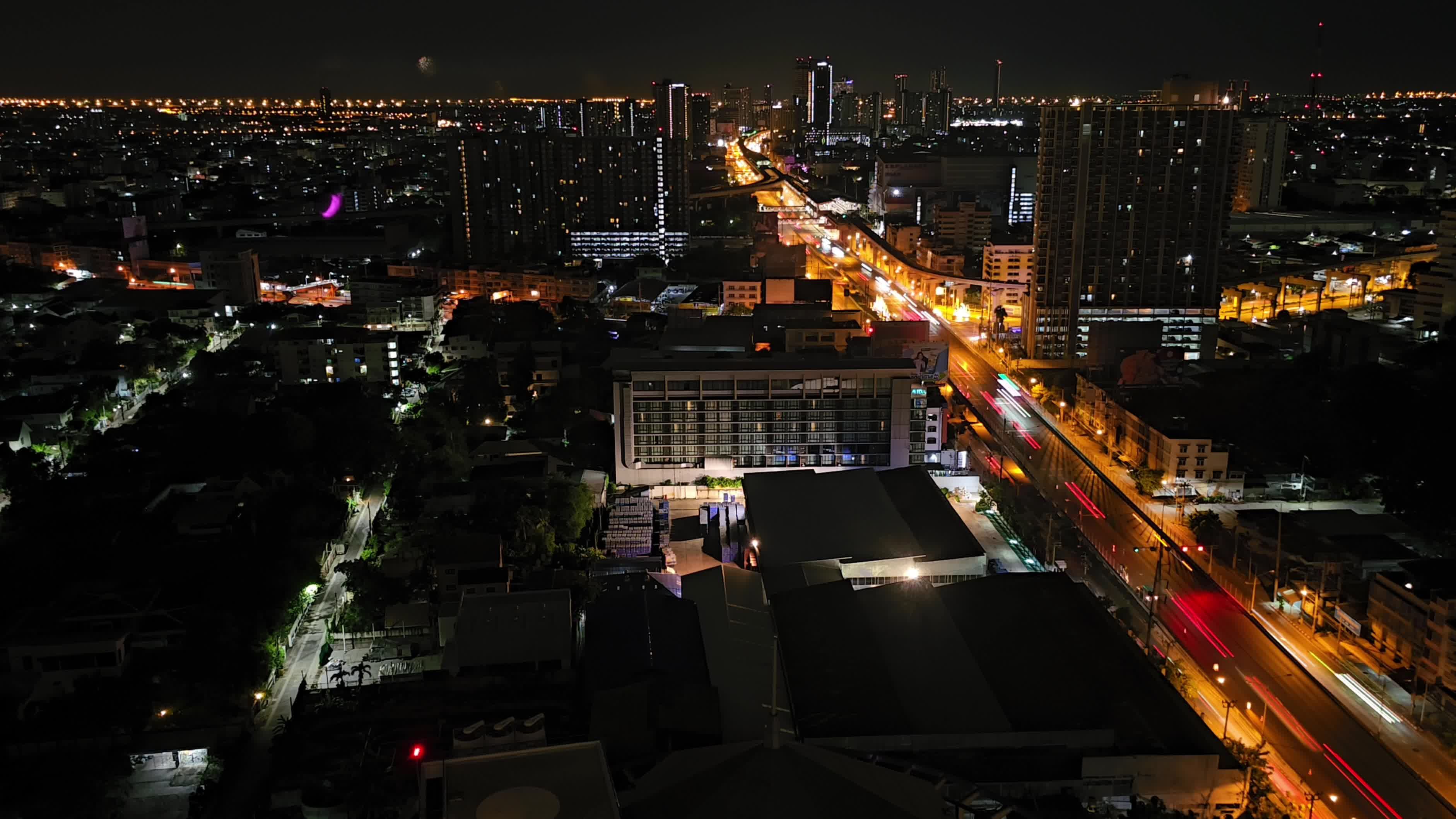Aerial Night View of Urban Cityscape Lights Free Stock Video Footage ...