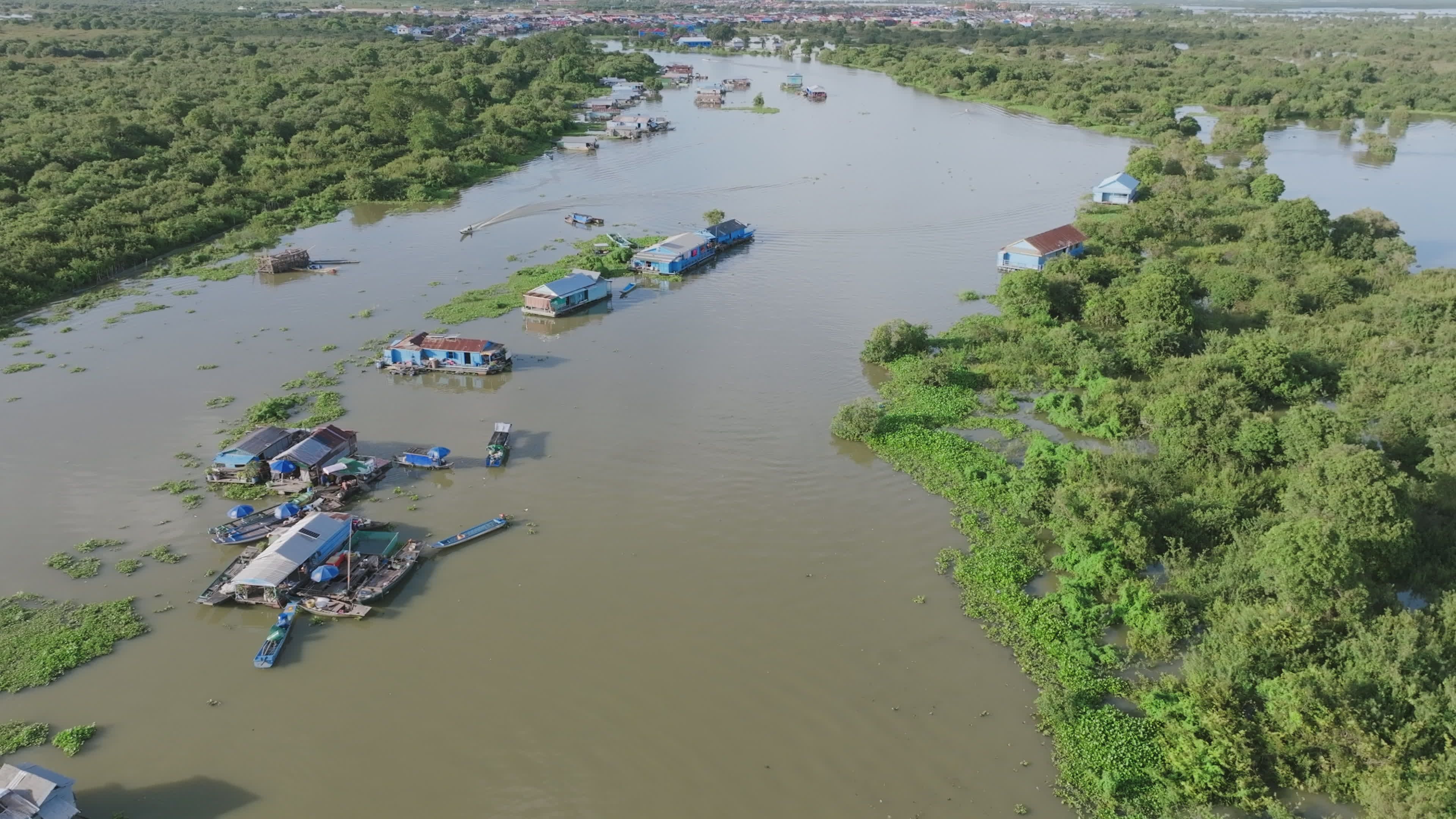 Aerial View of Floating Village in Flooded Area Free Stock Video ...