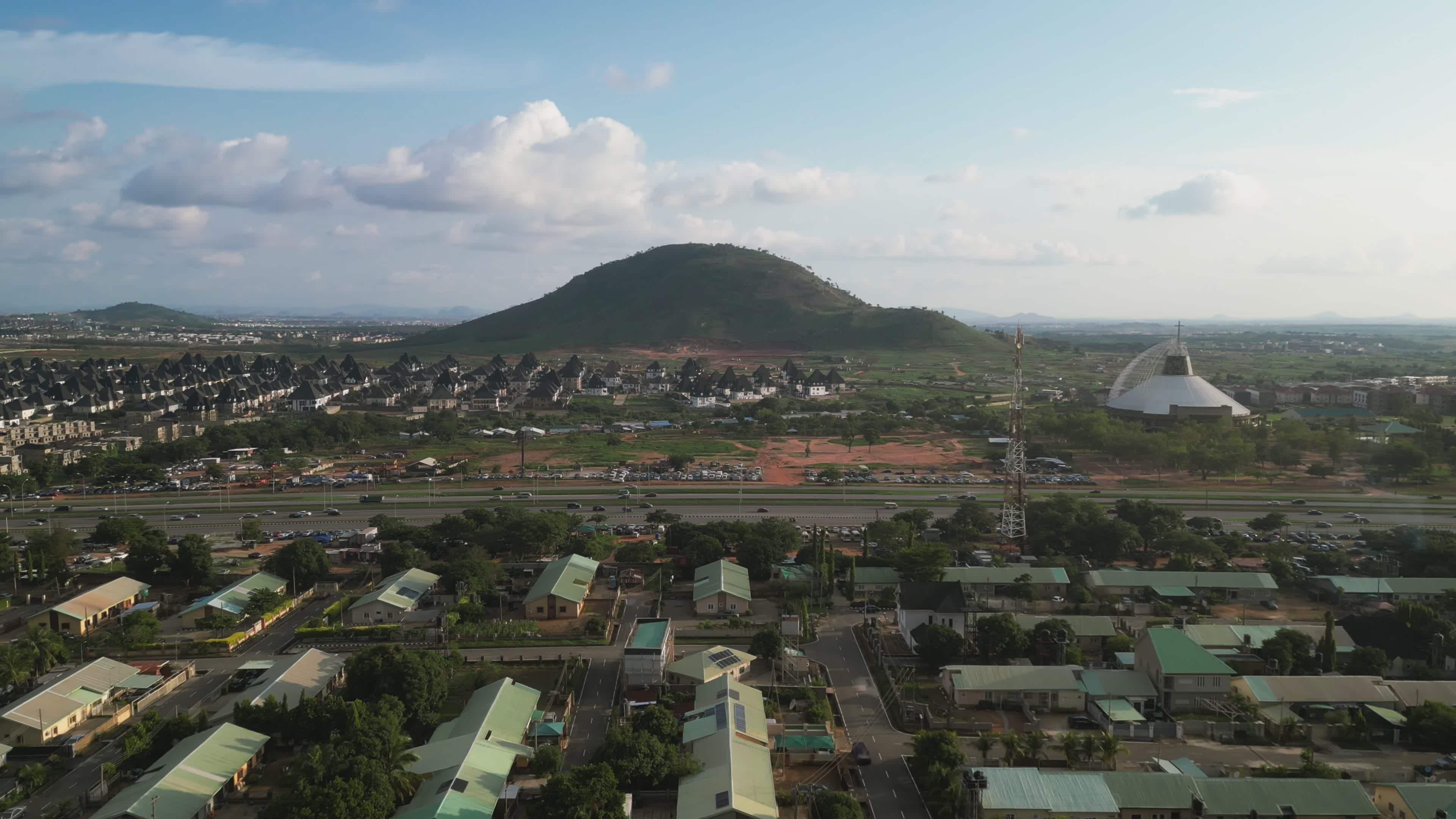 Aerial View of Nigerian Cityscape with Hill Free Stock Video Footage ...
