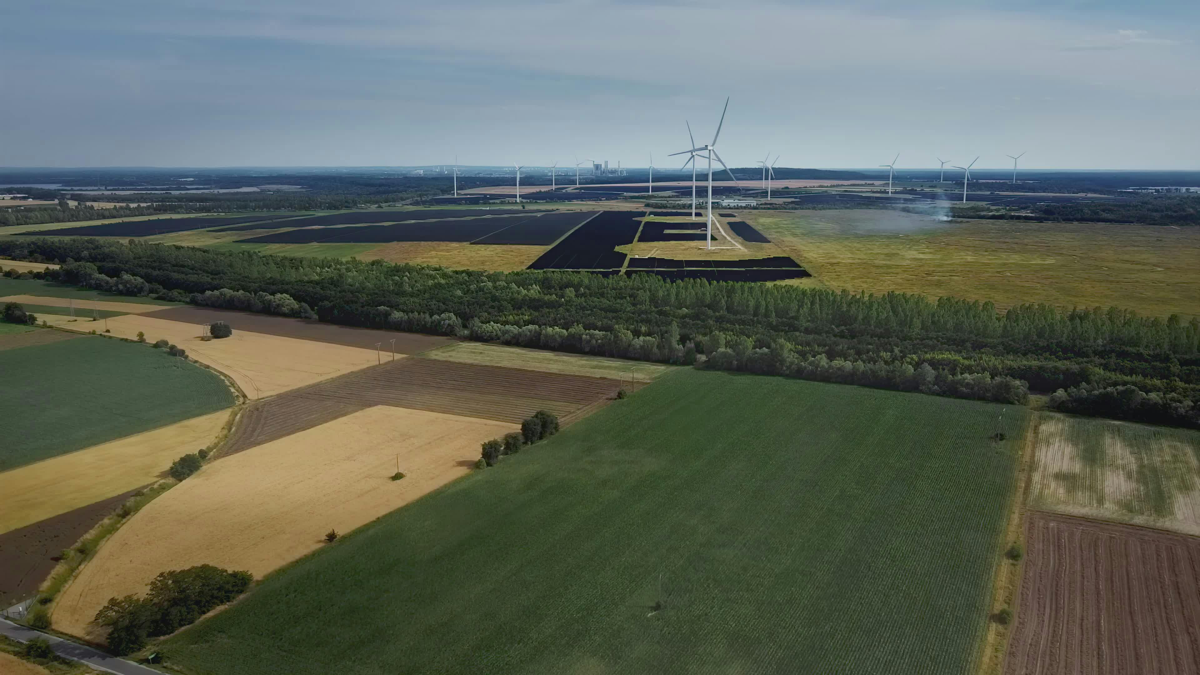 Aerial View of Wind Turbines and Solar Panels Landscape Free Stock ...