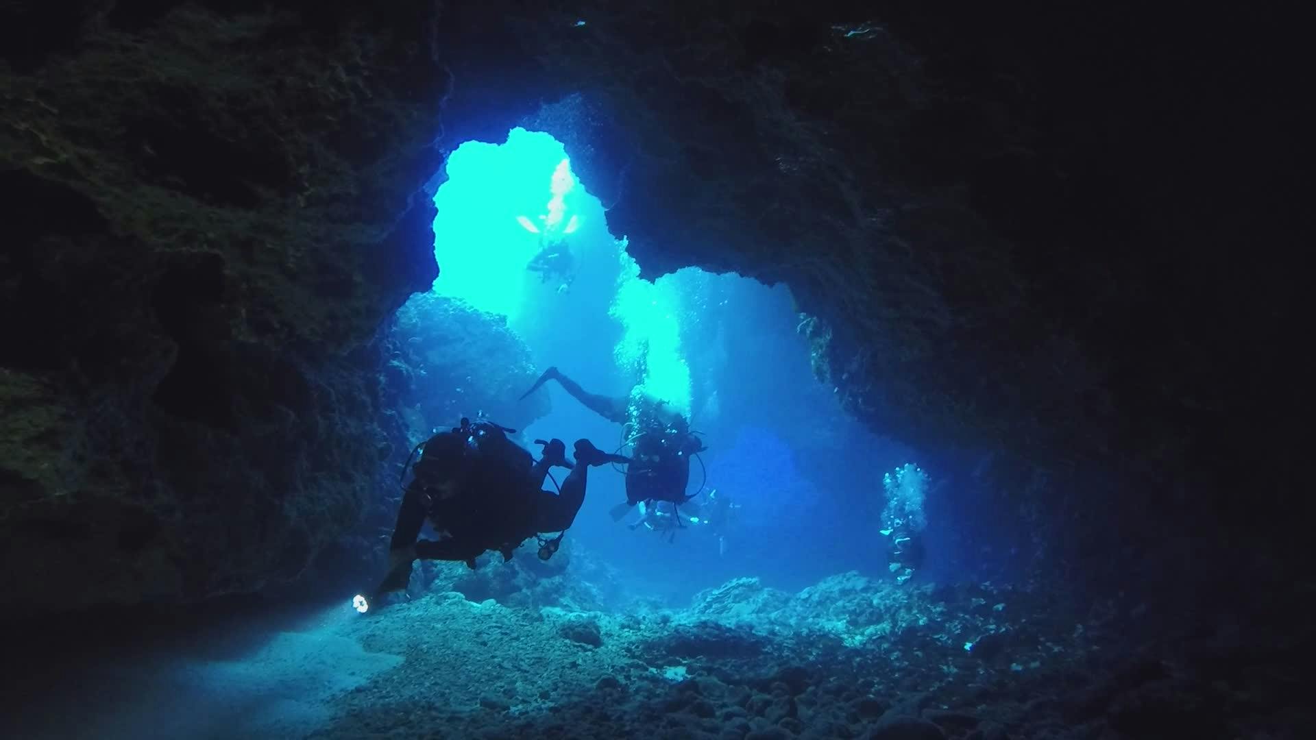 Cave Diving Adventure with Scuba Divers Free Stock Video Footage ...