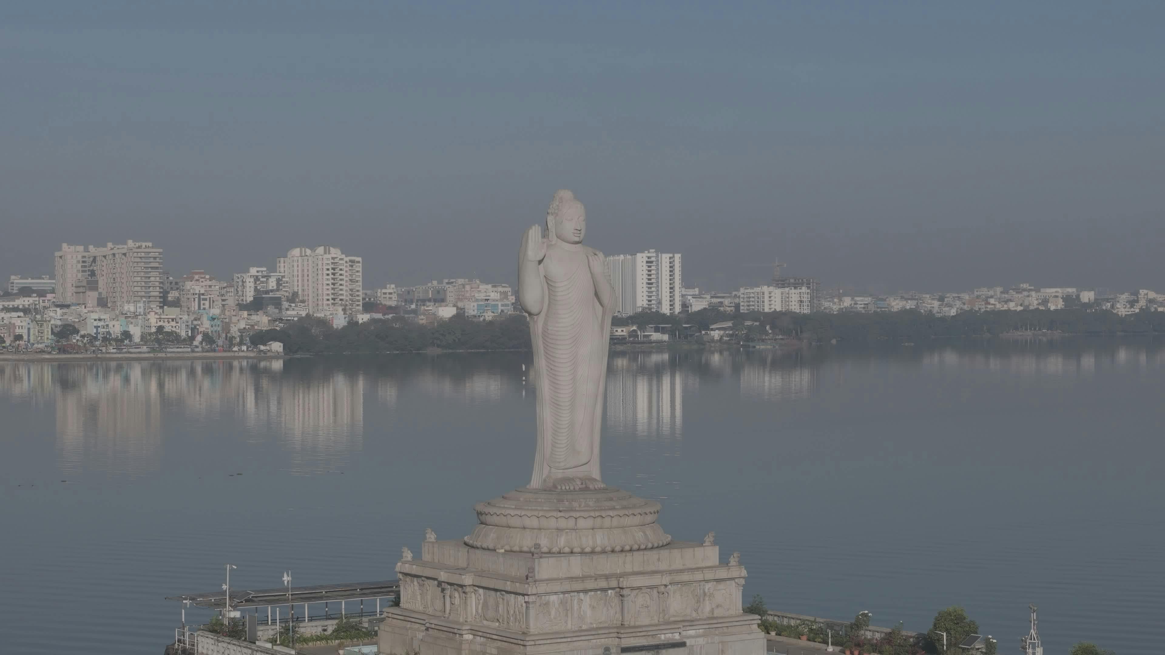 Buddha Statue Overlooking Hussain Sagar Lake Free Stock Video Footage ...