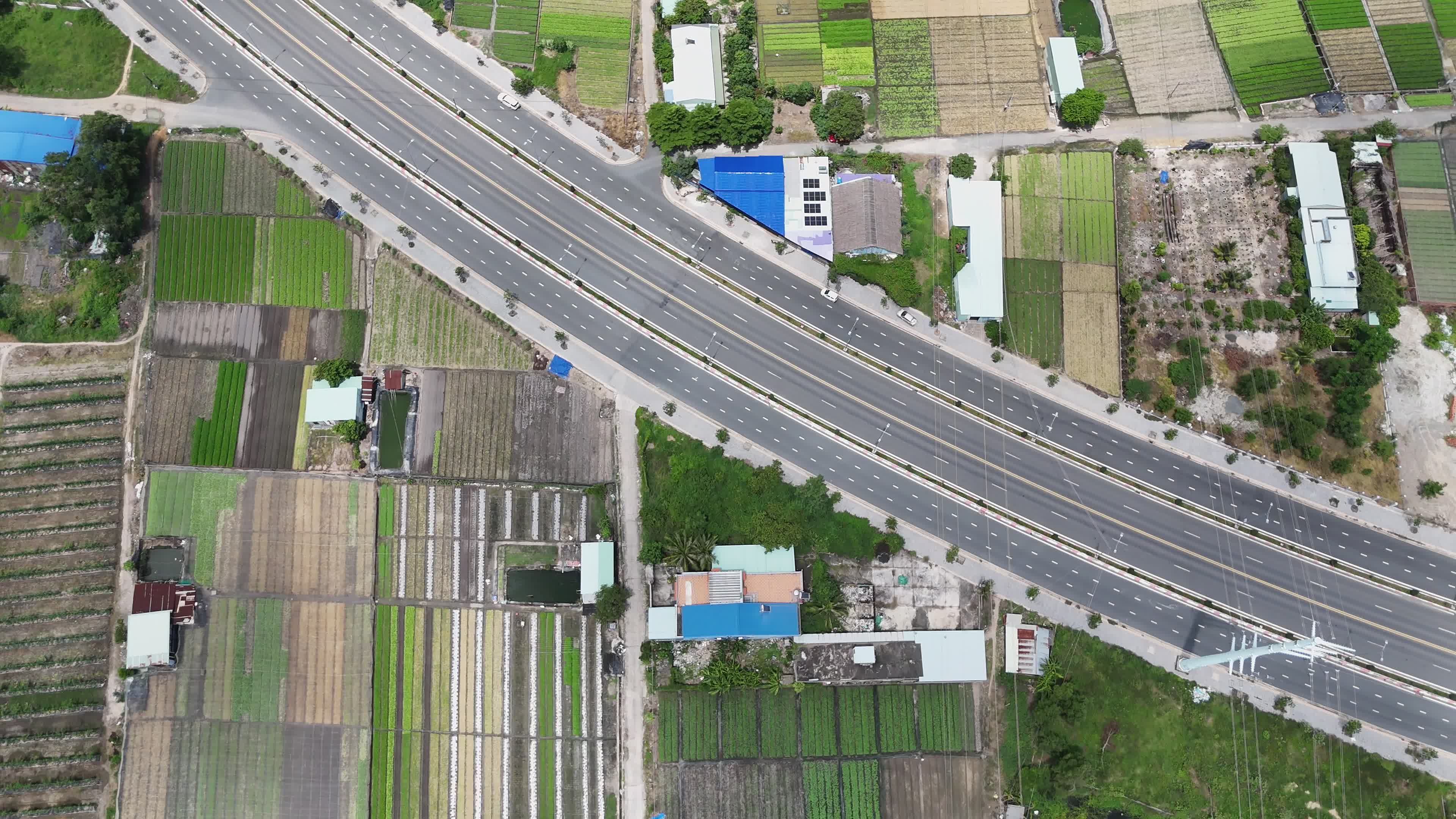 Aerial View of Farmland and Road Intersection Free Stock Video Footage ...