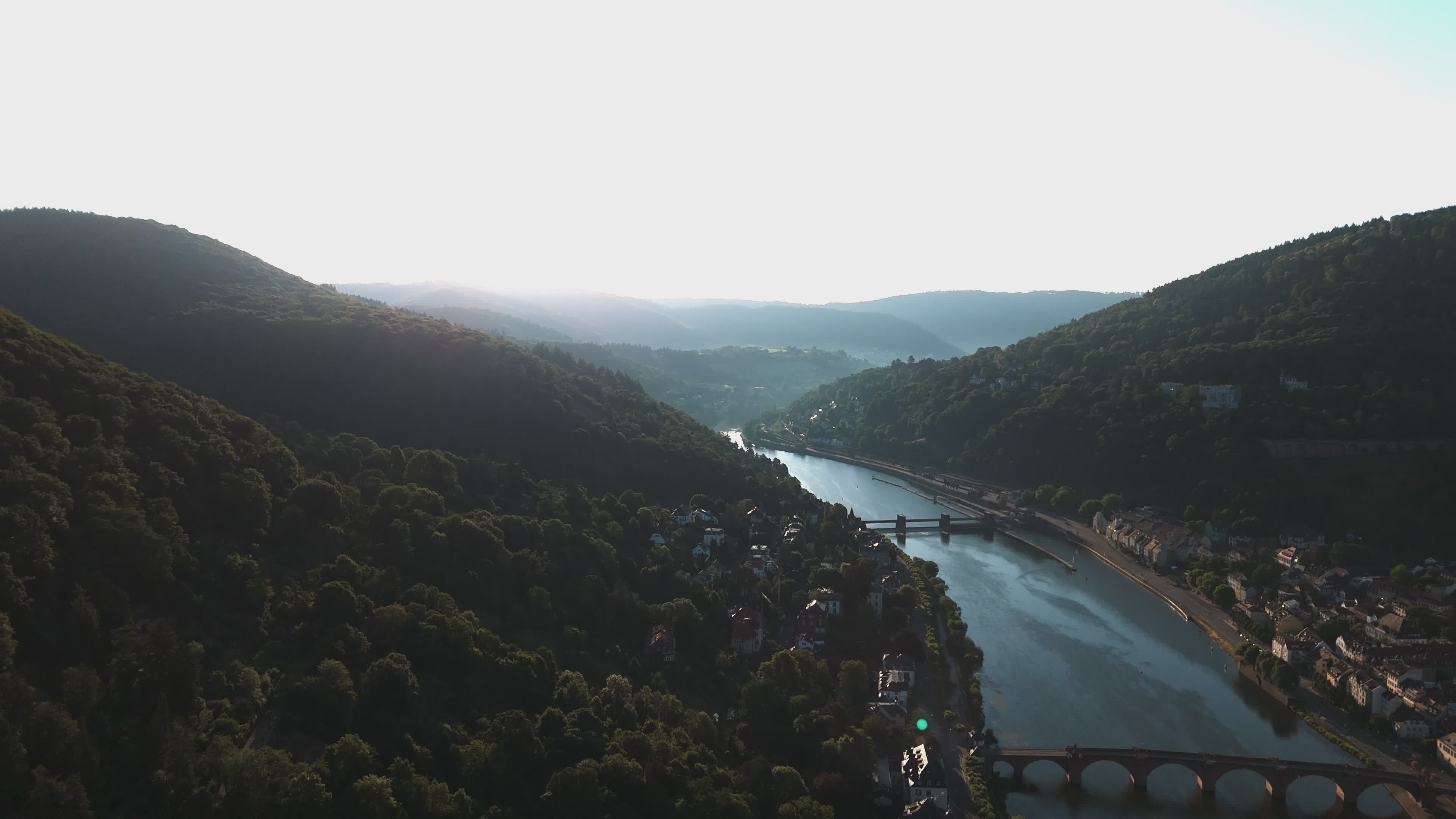 Scenic Drone View of European River Valley Free Stock Video Footage ...