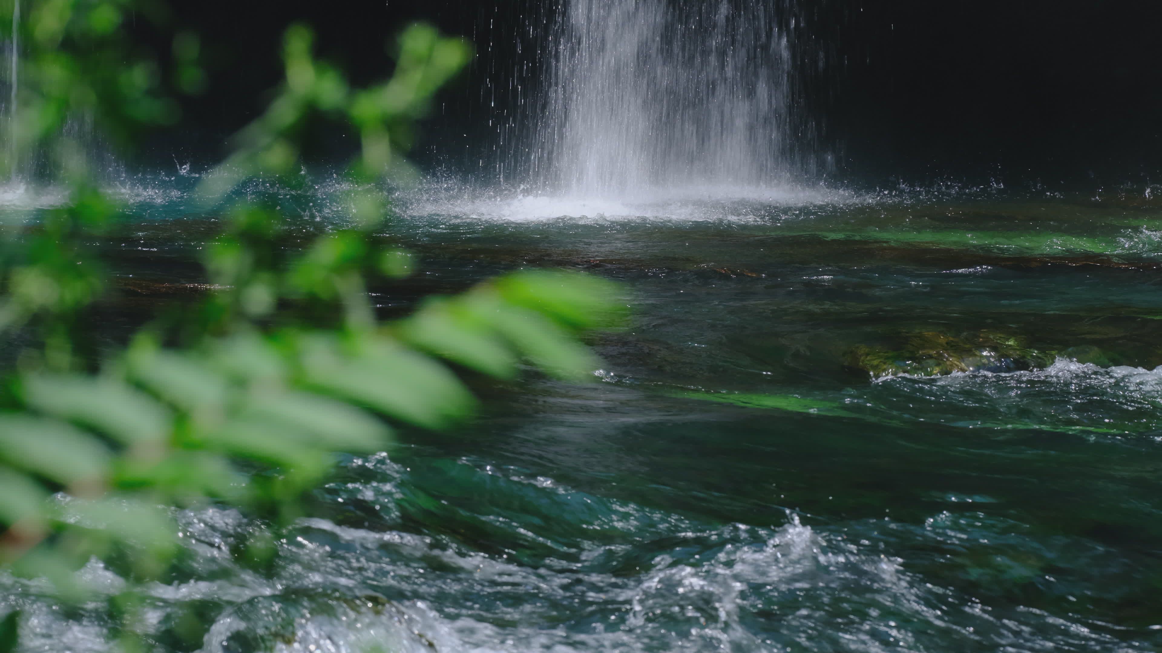 Serene Waterfall with Flowing Stream in Forest Free Stock Video Footage ...