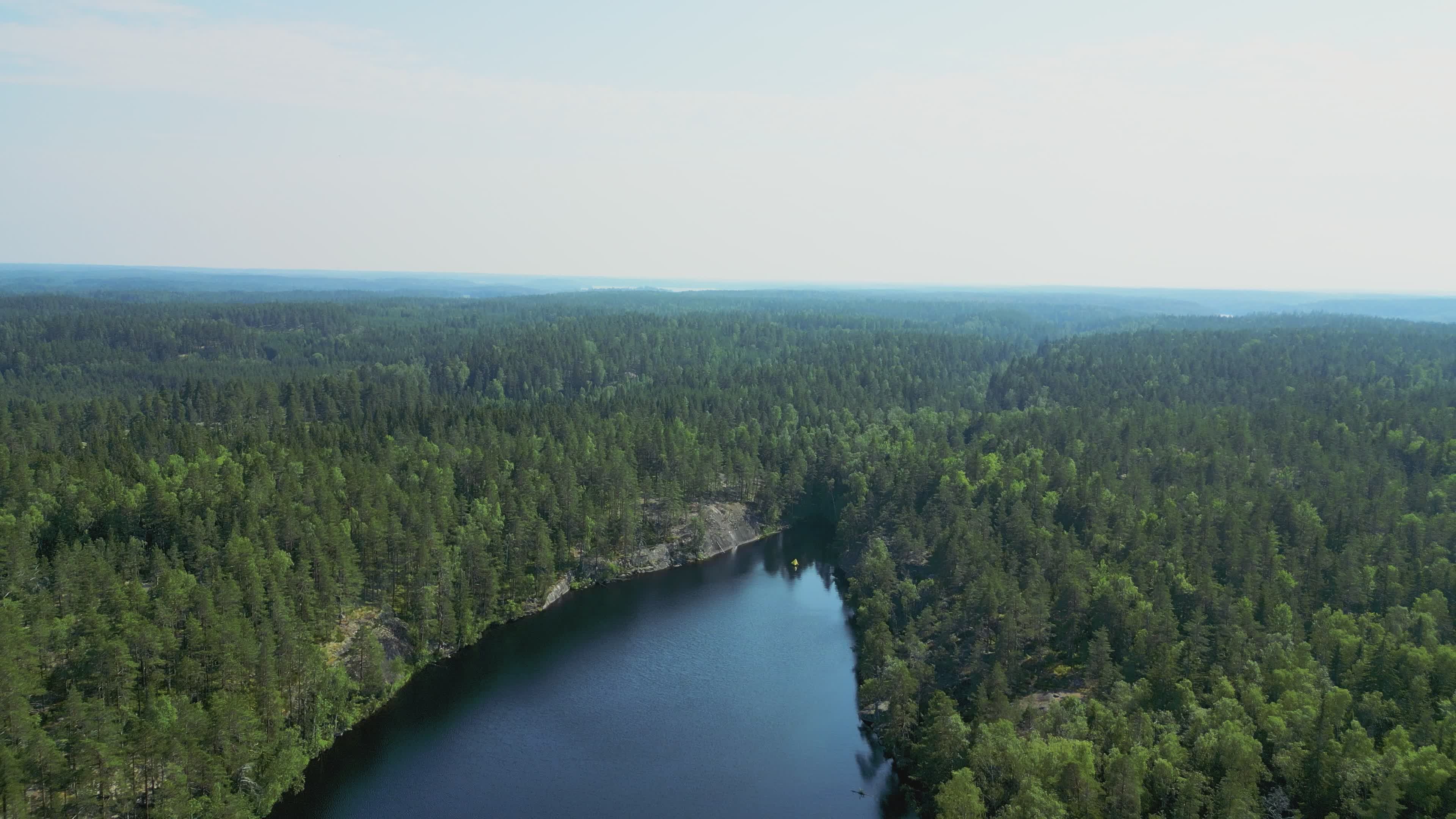 Drone Aerial View of Forested Lake Scenery Free Stock Video Footage ...