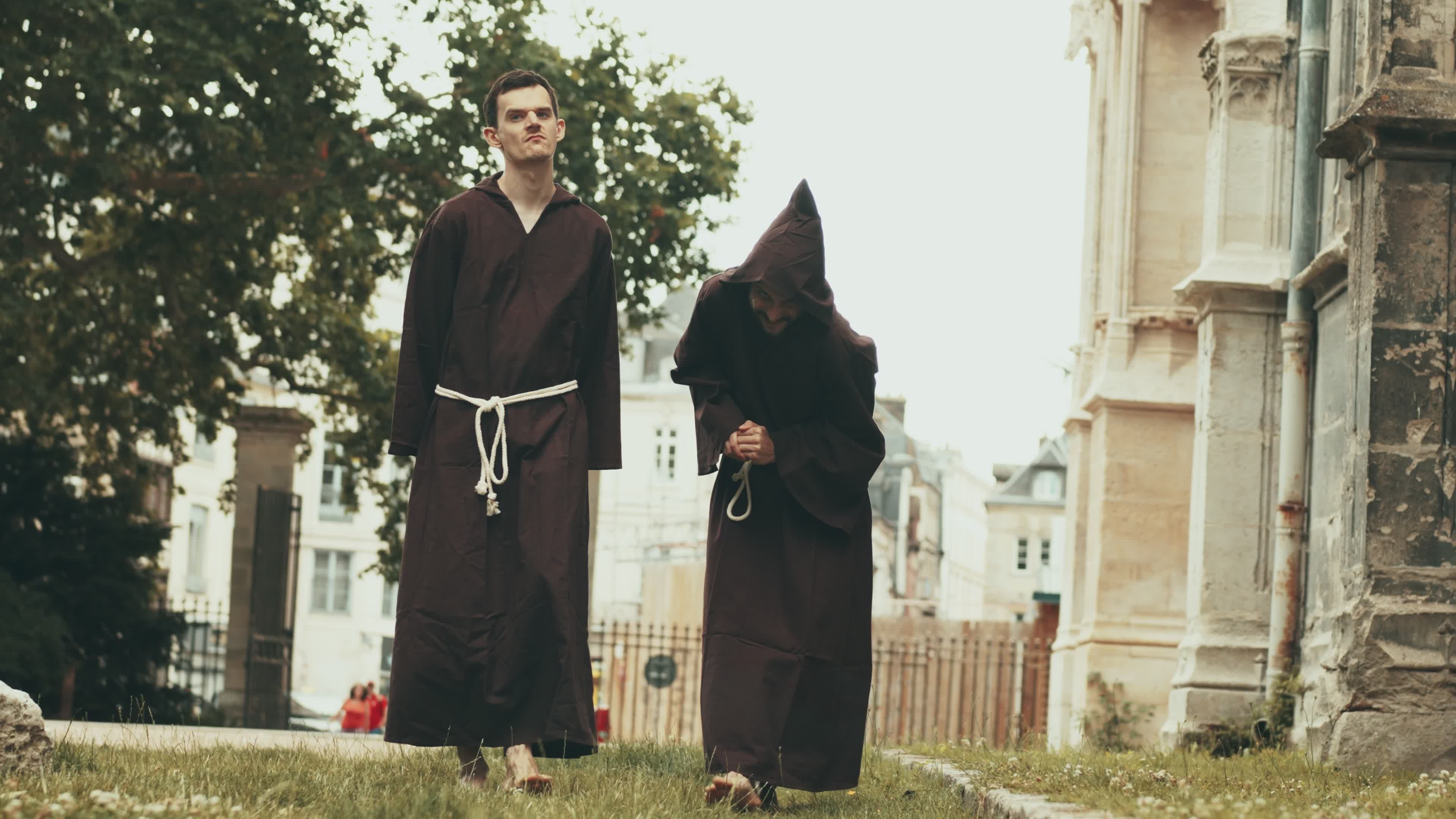 Medieval Monks Walking in Historic Setting Free Stock Video Footage ...