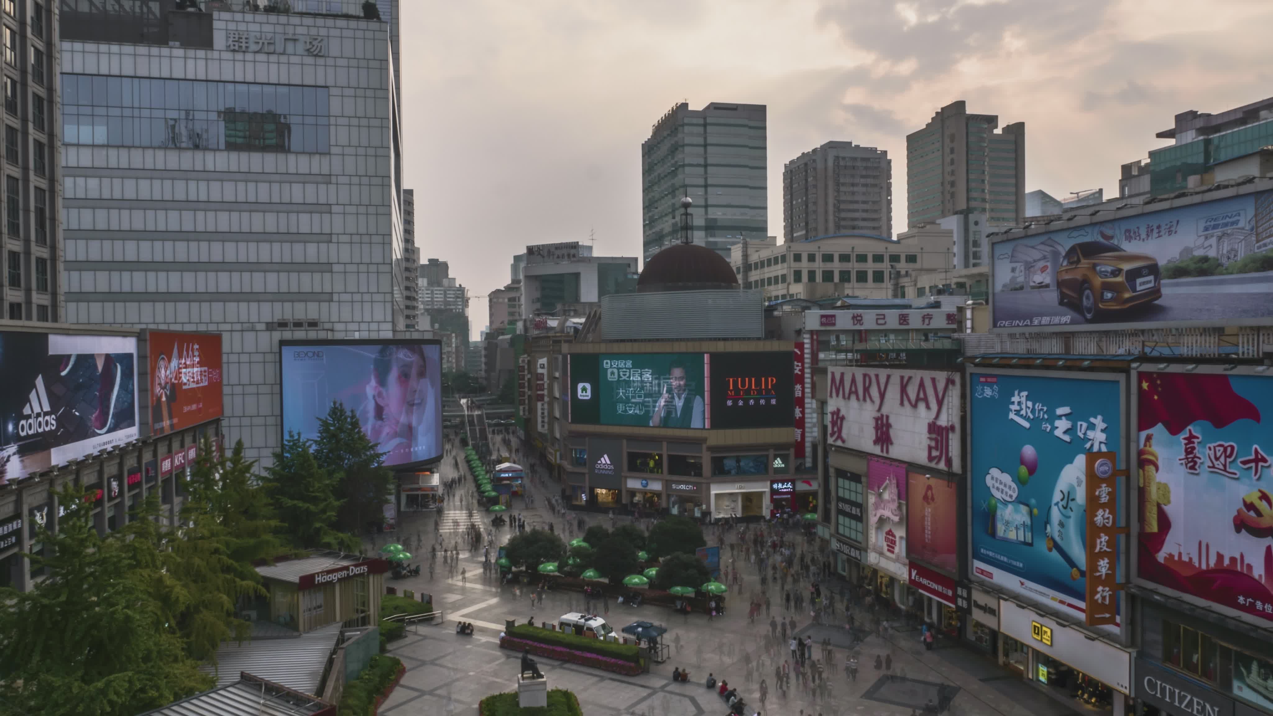 Vibrant Downtown Chengdu with Neon Signs Free Stock Video Footage ...
