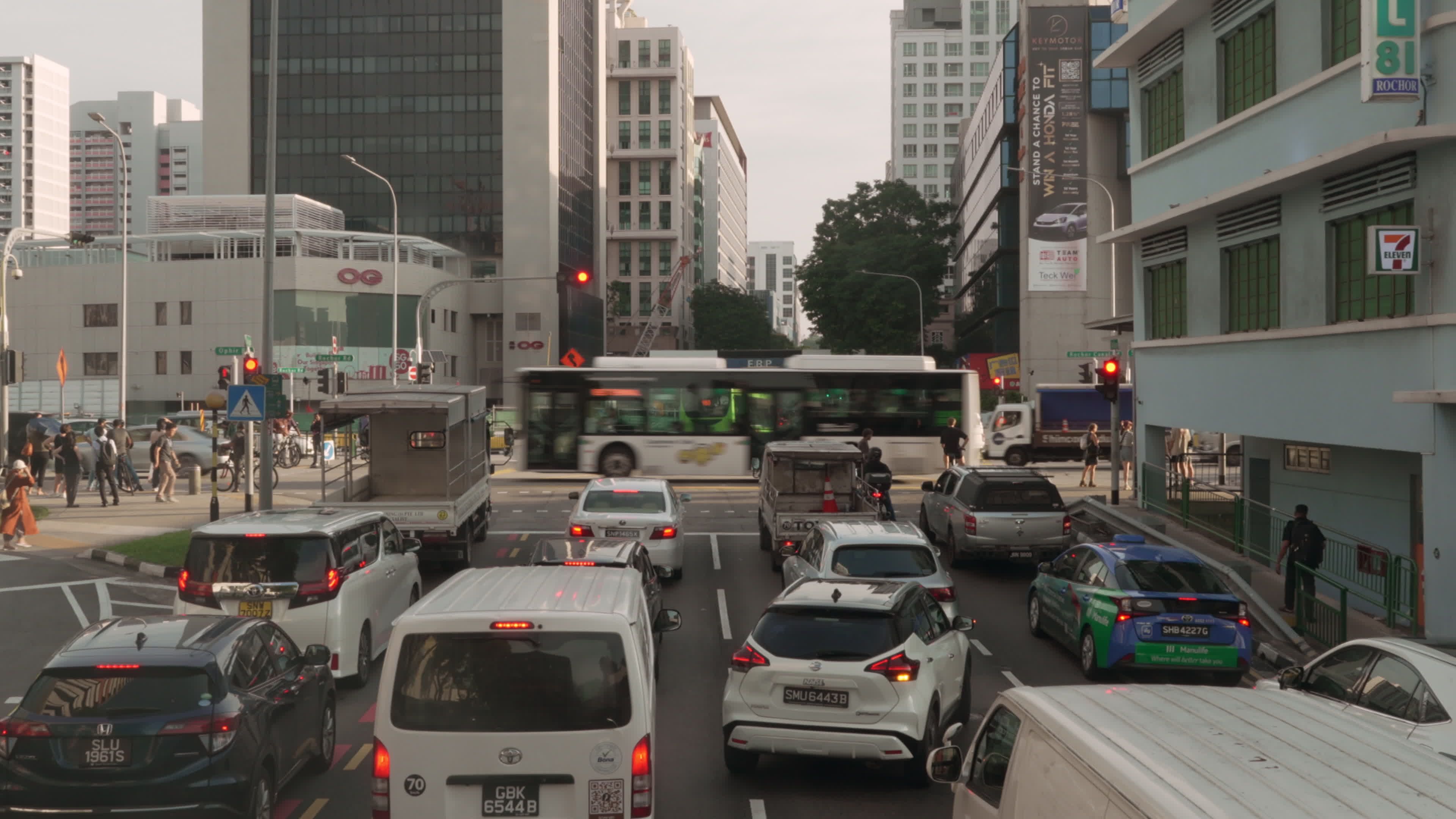 Busy Urban Traffic Scene at City Intersection Free Stock Video Footage ...