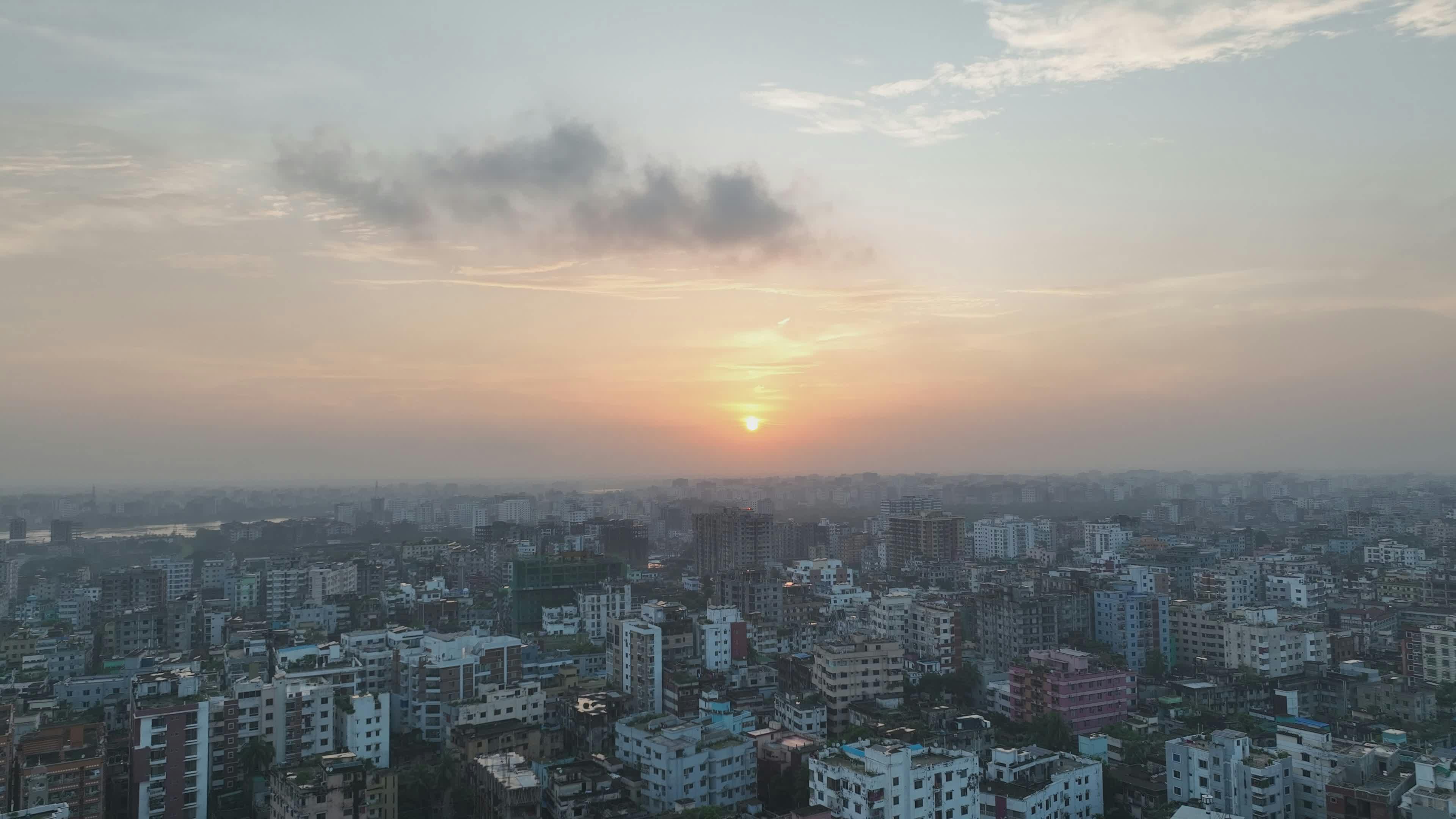 Aerial View of Dhaka City at Sunrise Free Stock Video Footage, Royalty ...