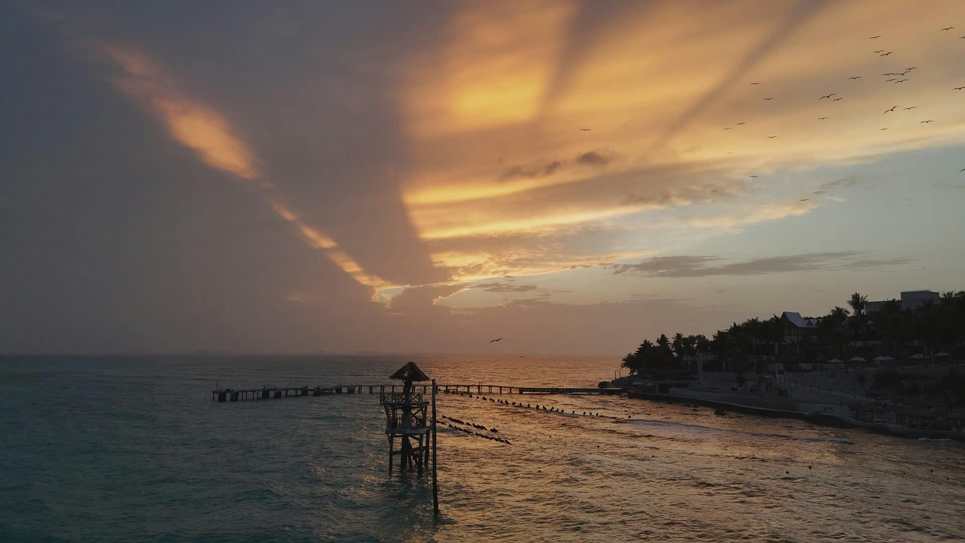 Stunning Sunset Over Ocean Pier Free Stock Video Footage, Royalty-Free ...