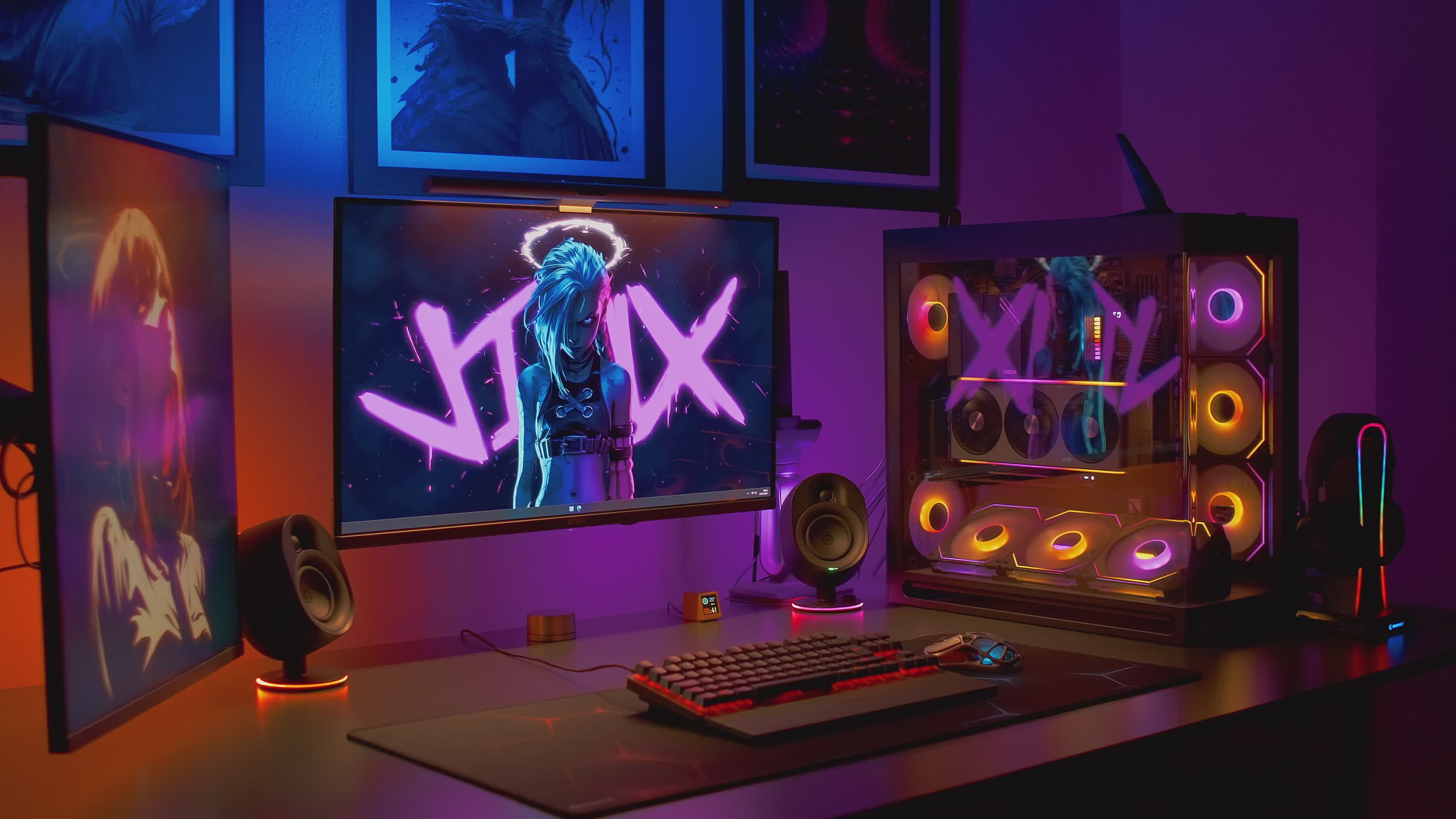 Stylish Gaming Setup with RGB Lighting Free Stock Video Footage ...