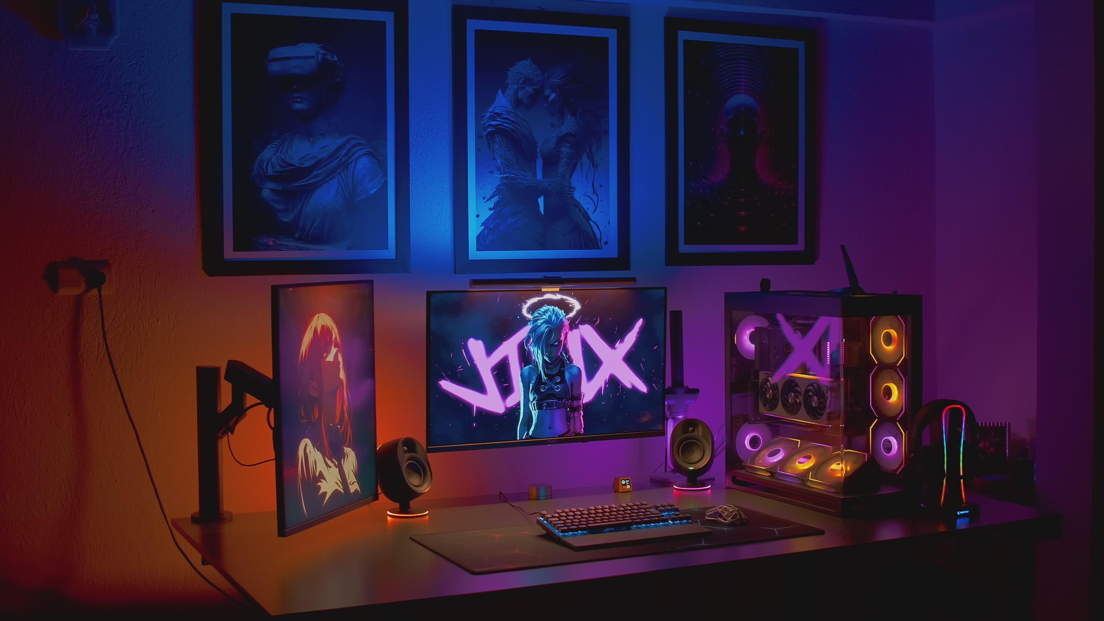 Vibrant Gaming Setup with RGB Lighting Free Stock Video Footage ...
