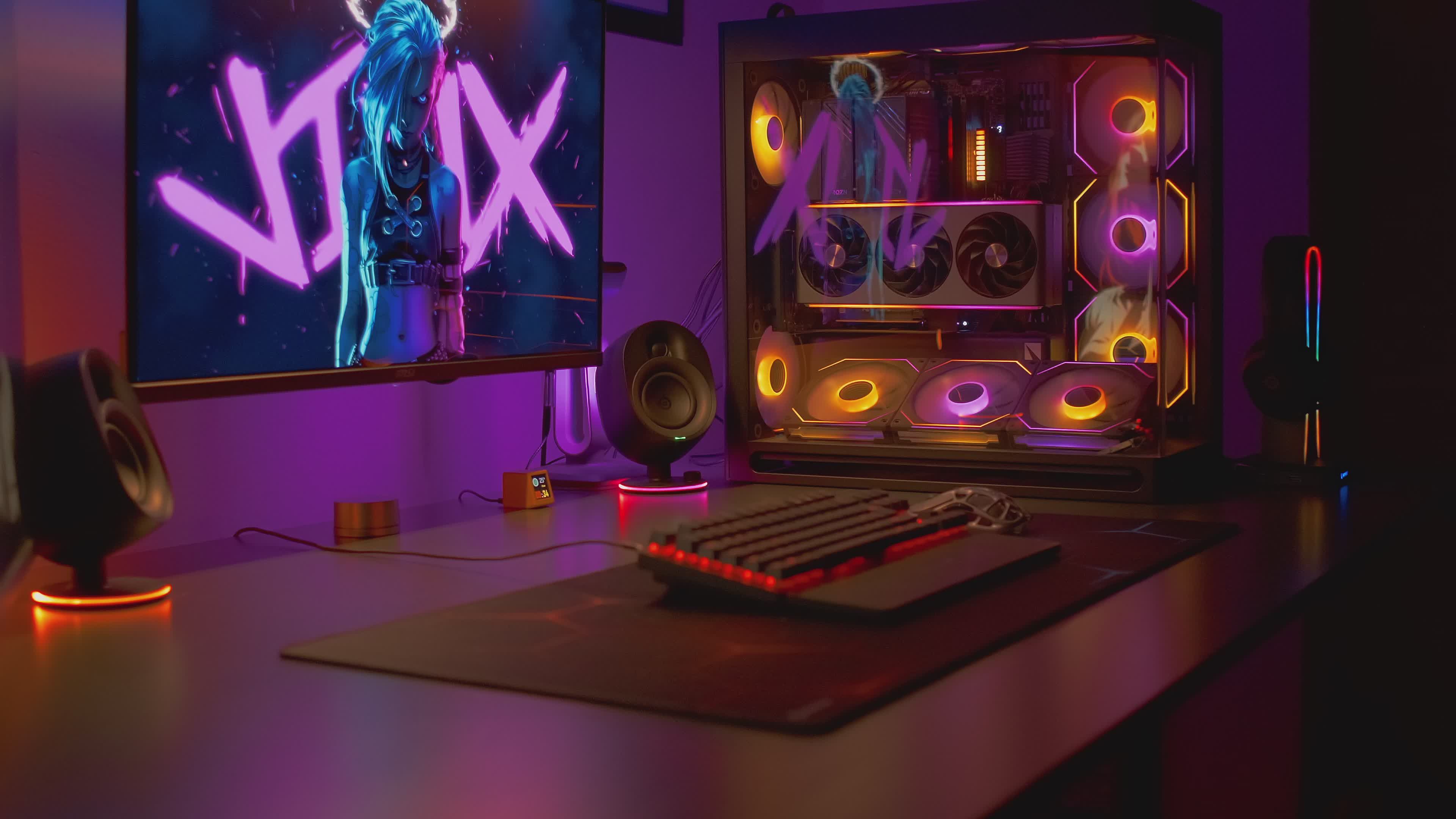 Vibrant Gaming Setup with RGB Lighting Free Stock Video Footage ...