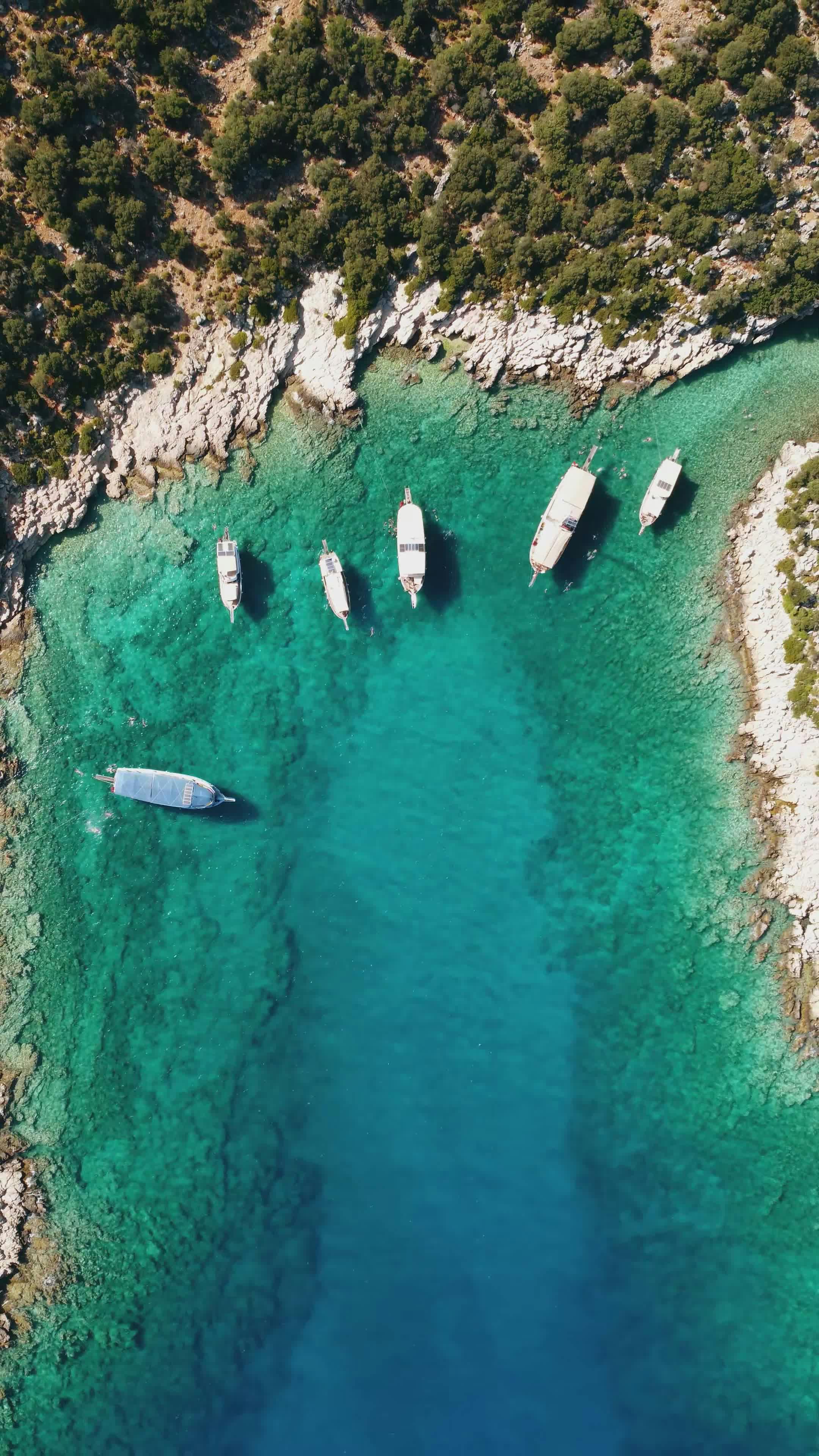 Vista Aérea De Barcos En La Prístina Cala Turquesa · Vídeo de stock ...