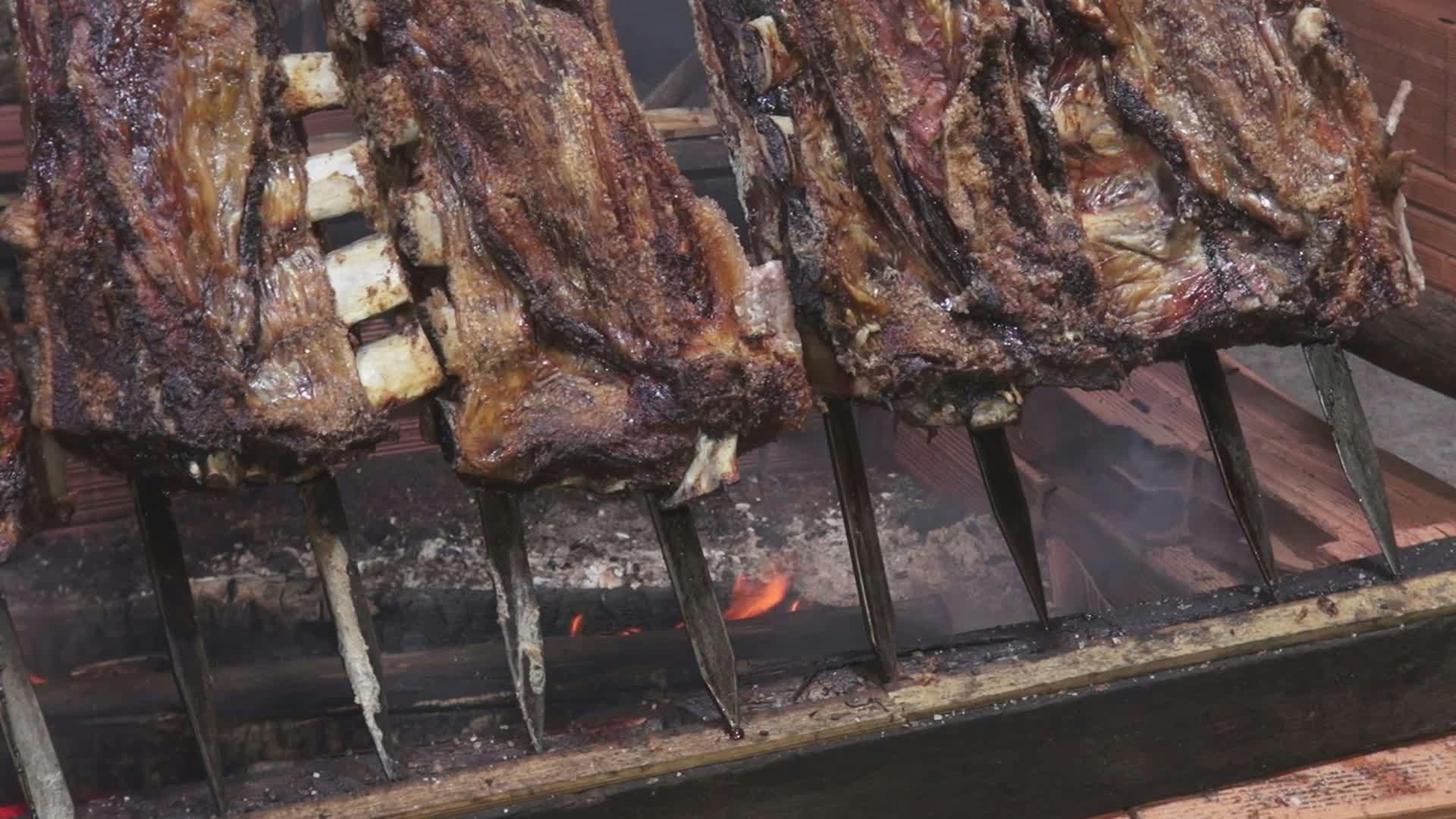 Delicious Grilled Beef Ribs over Open Flame Free Stock Video Footage ...