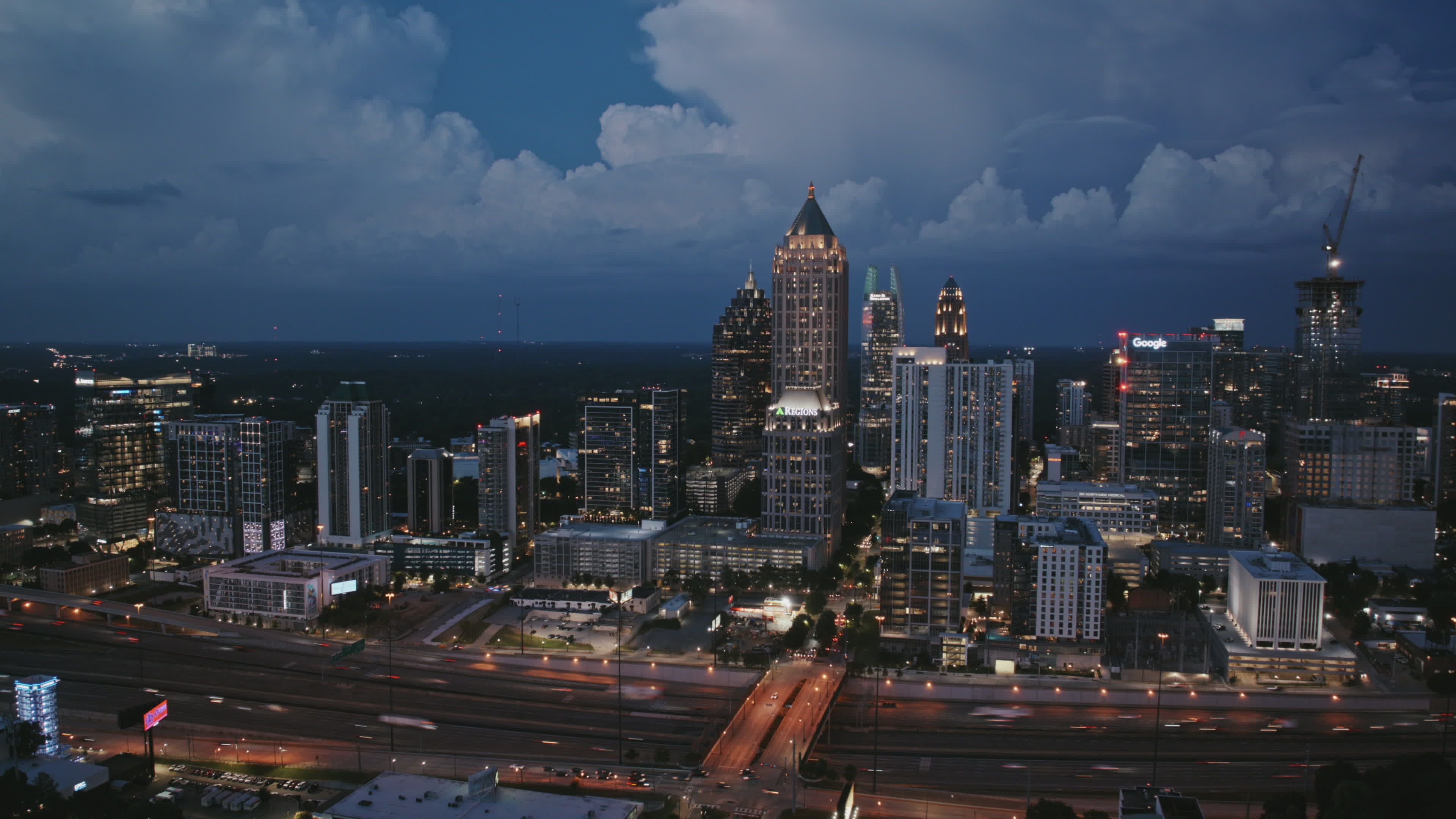 Dramatic Atlanta Skyline with Lightning Timelapse Free Stock Video ...