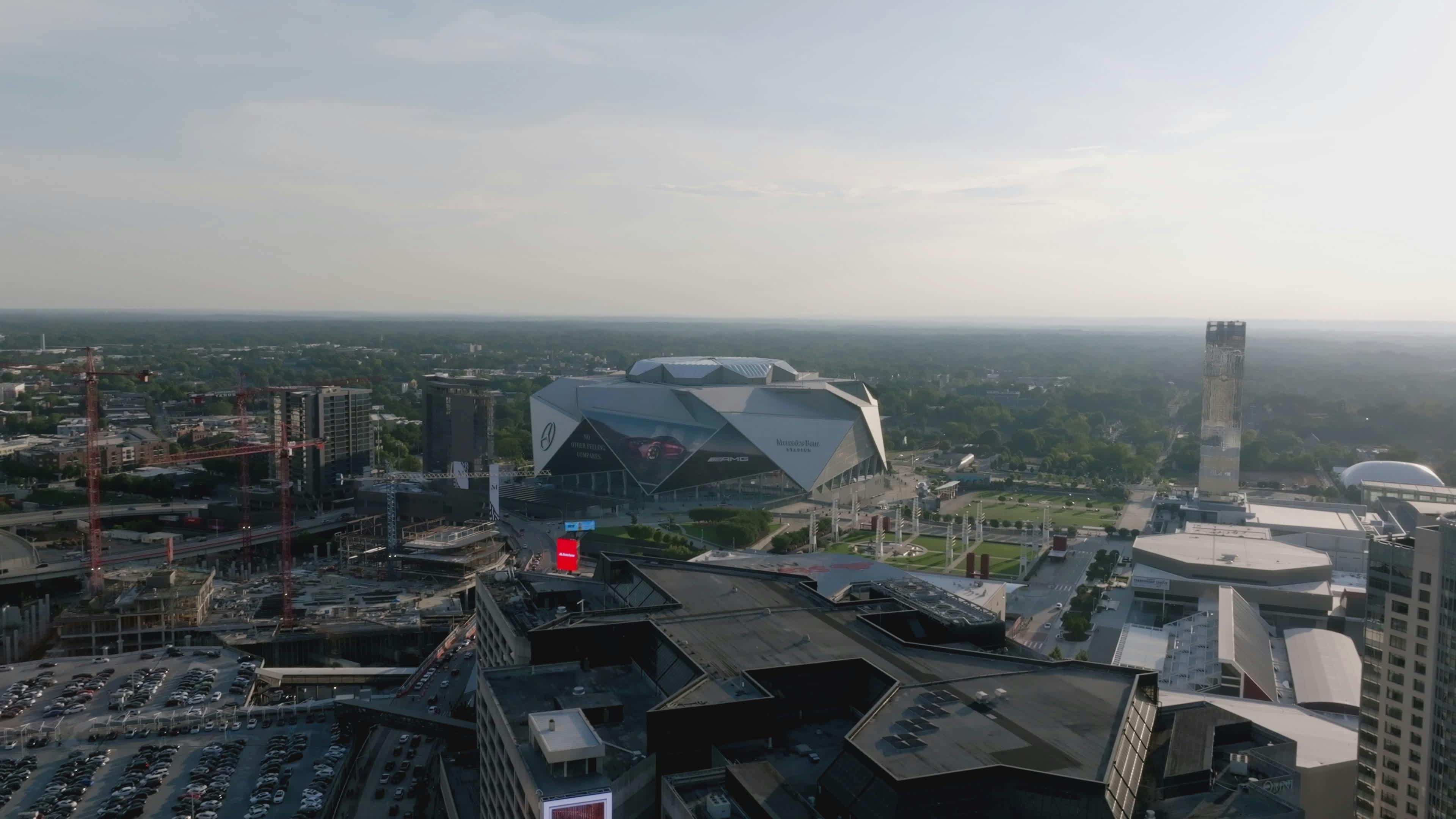 Stunning Aerial View of Atlanta Skyline at Dusk Free Stock Video ...