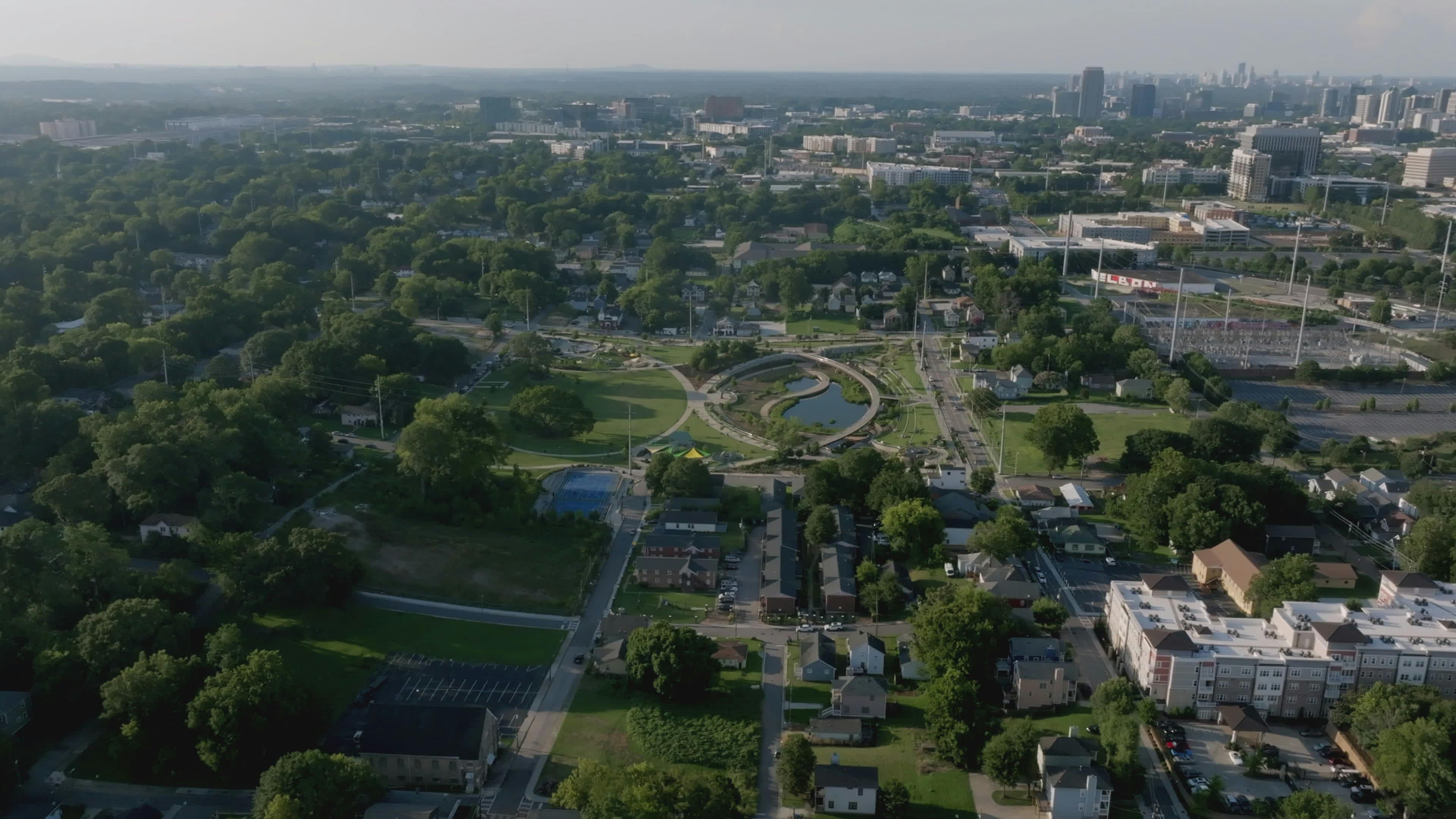 Stunning Aerial View of Downtown Atlanta Park Free Stock Video Footage ...