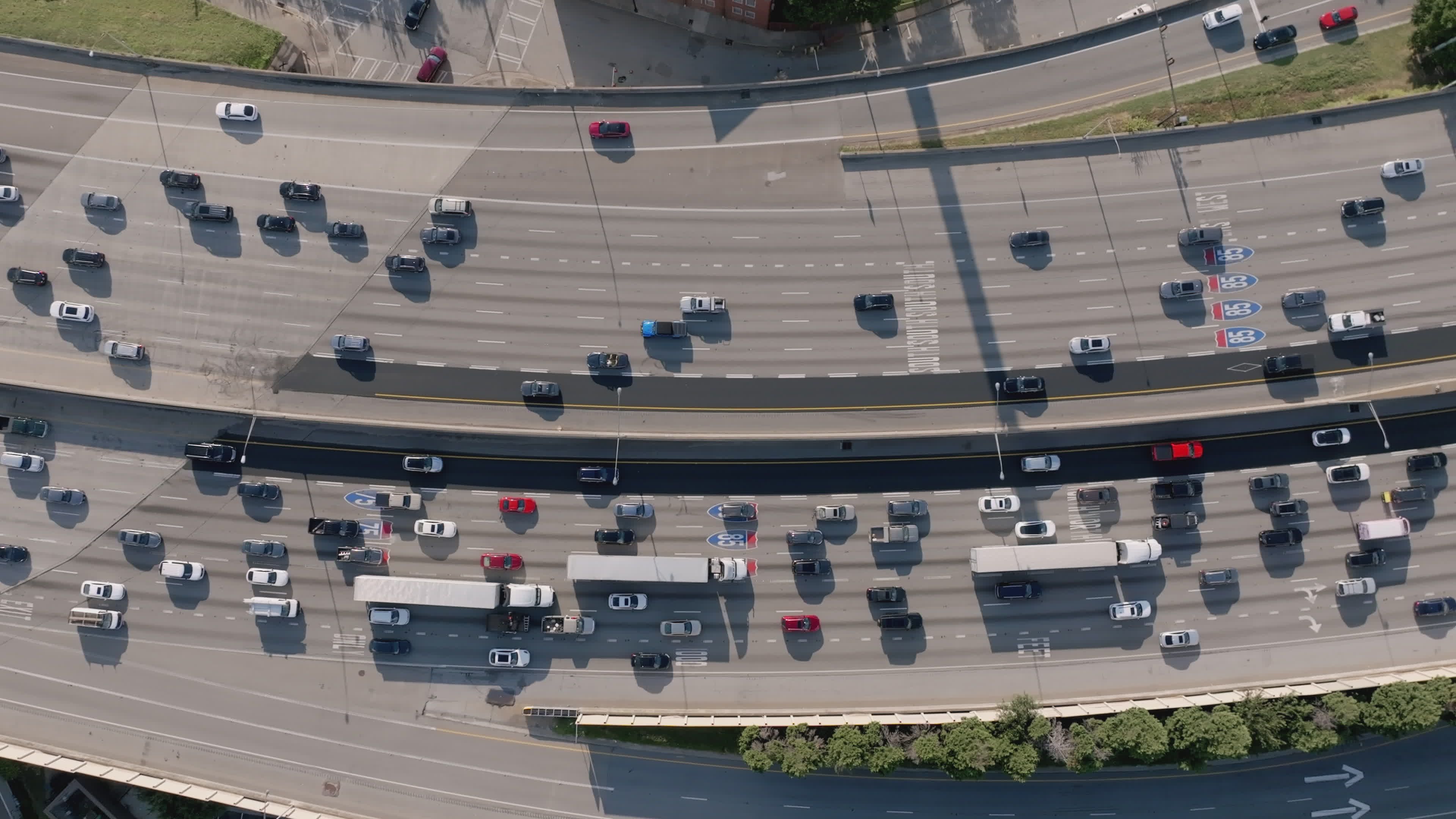 Aerial View of Busy Atlanta Highway Traffic Free Stock Video Footage ...