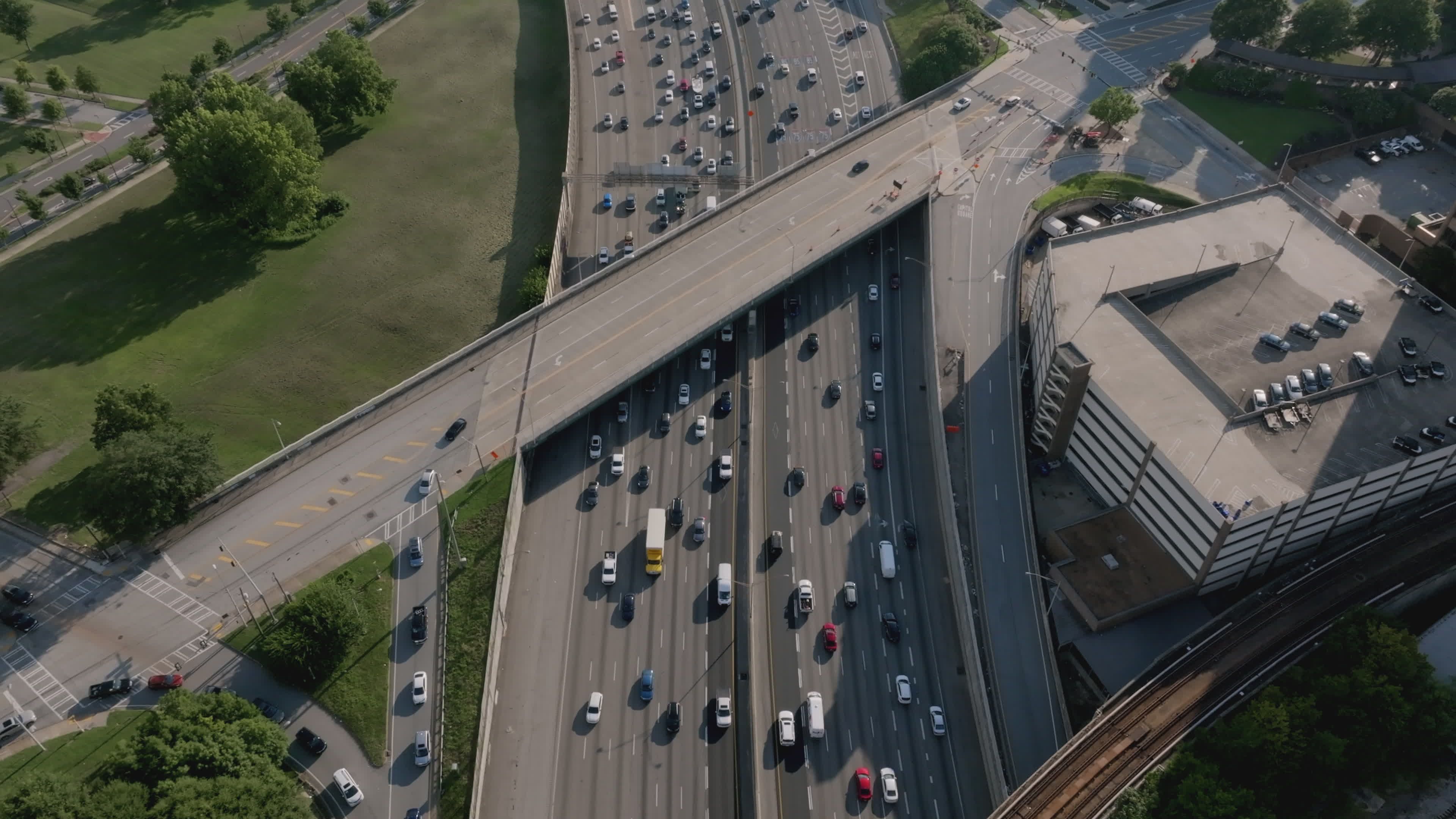 Aerial View of Downtown Atlanta Traffic Scene Free Stock Video Footage ...