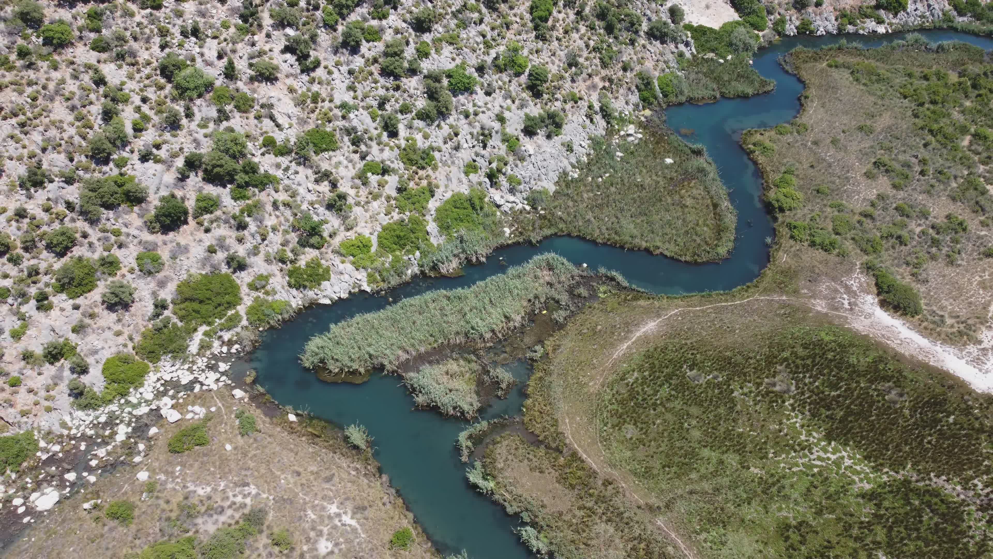 Stunning Aerial View of Meandering River Free Stock Video Footage ...