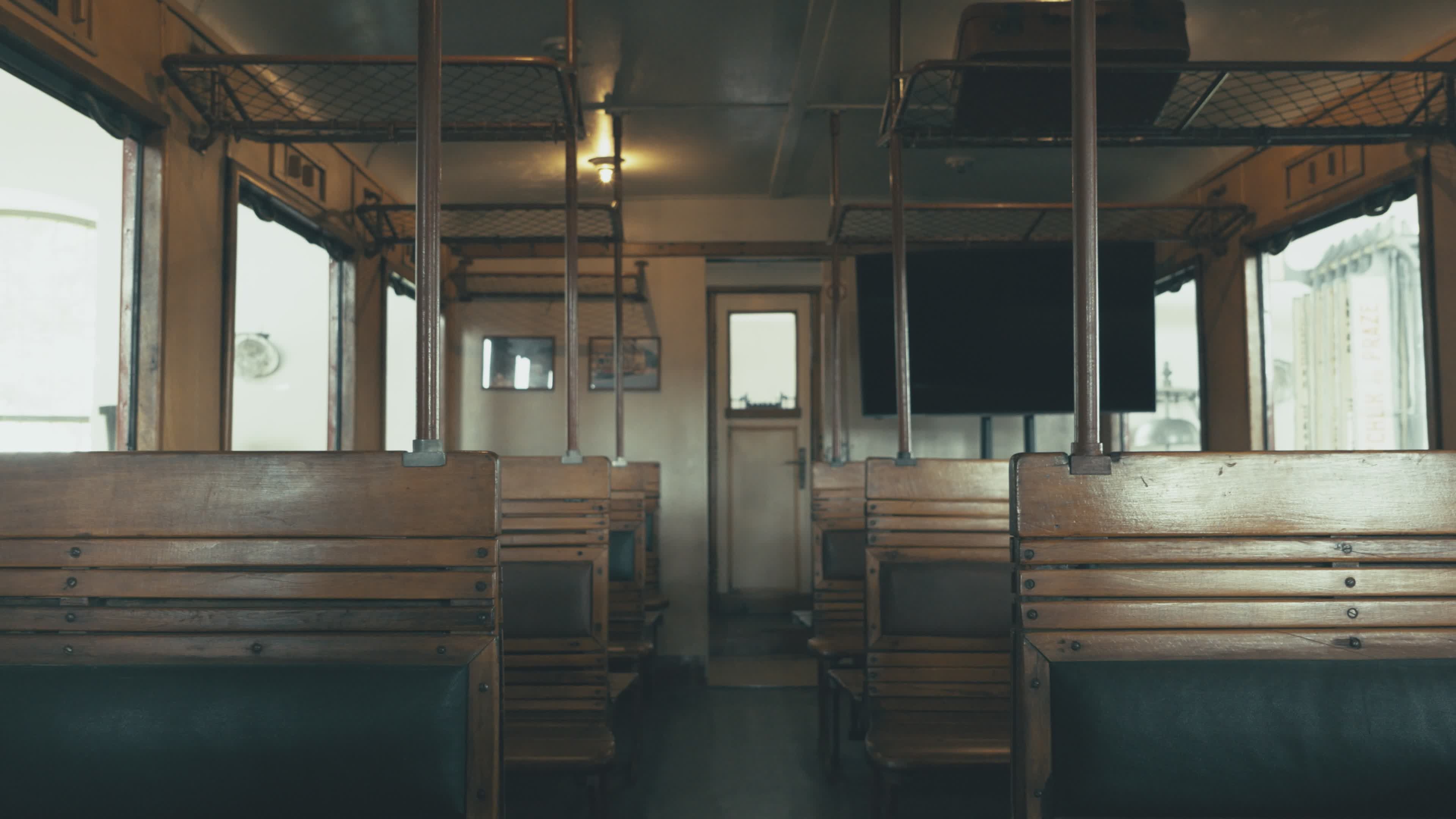 Vintage Empty Train Carriage Interior Free Stock Video Footage, Royalty ...