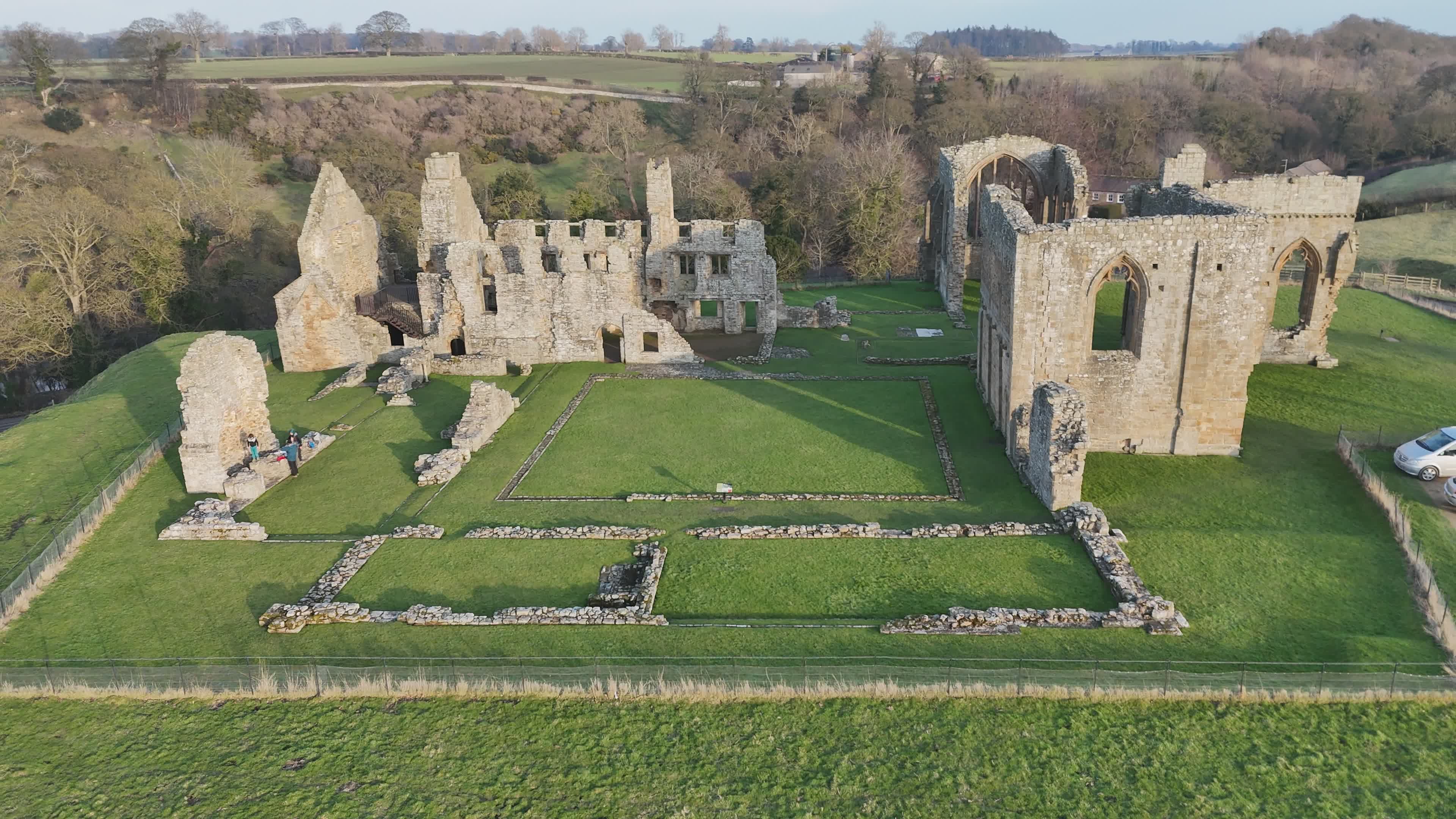 Aerial View of Historical Ruins in Scenic Landscape Free Stock Video ...
