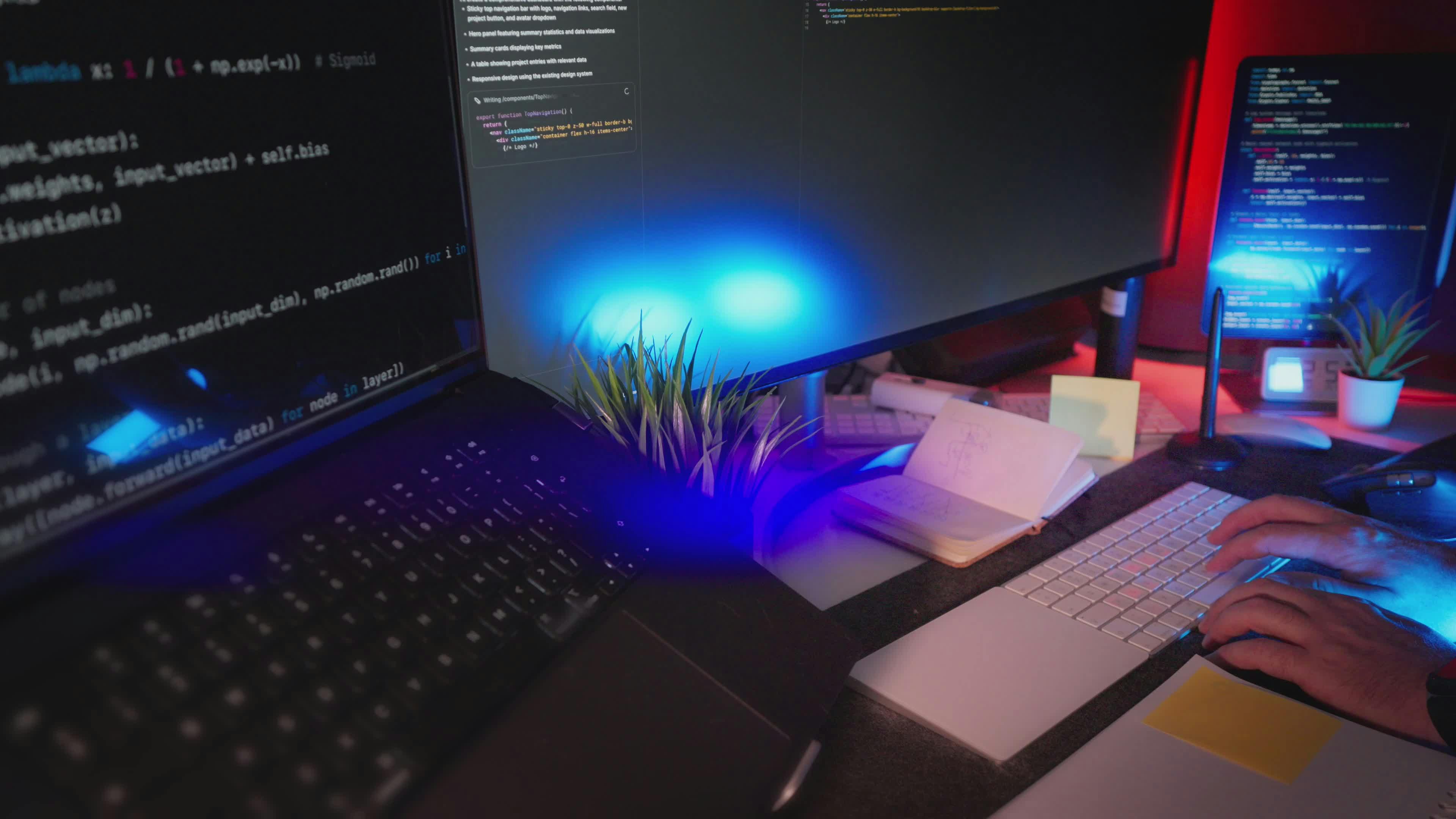 Modern Workspace with Coding and Note-taking Free Stock Video Footage ...