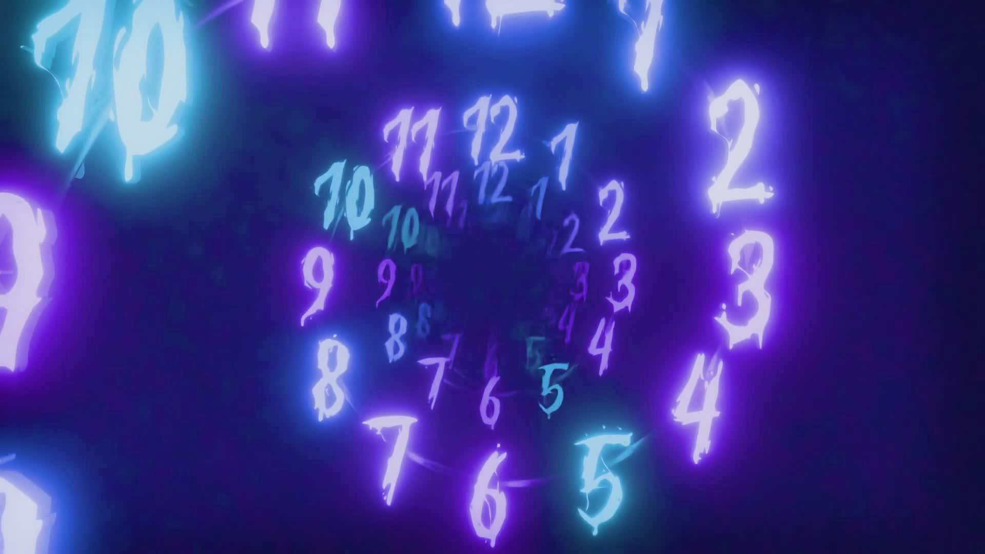 Abstract Glowing Clock Numbers Loop Animation Free Stock Video Footage ...