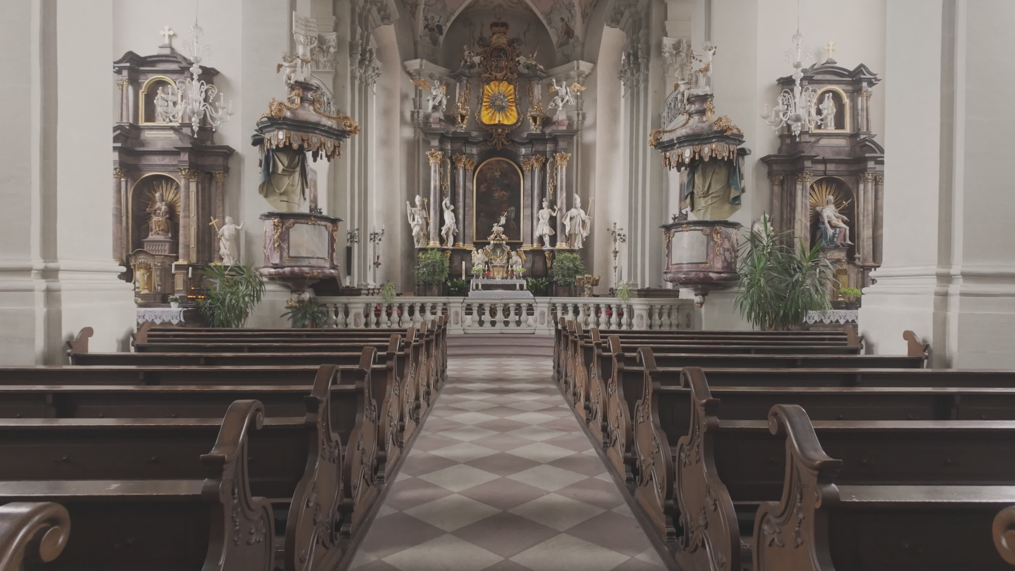 Baroque Interior of Ornate German Church Free Stock Video Footage ...