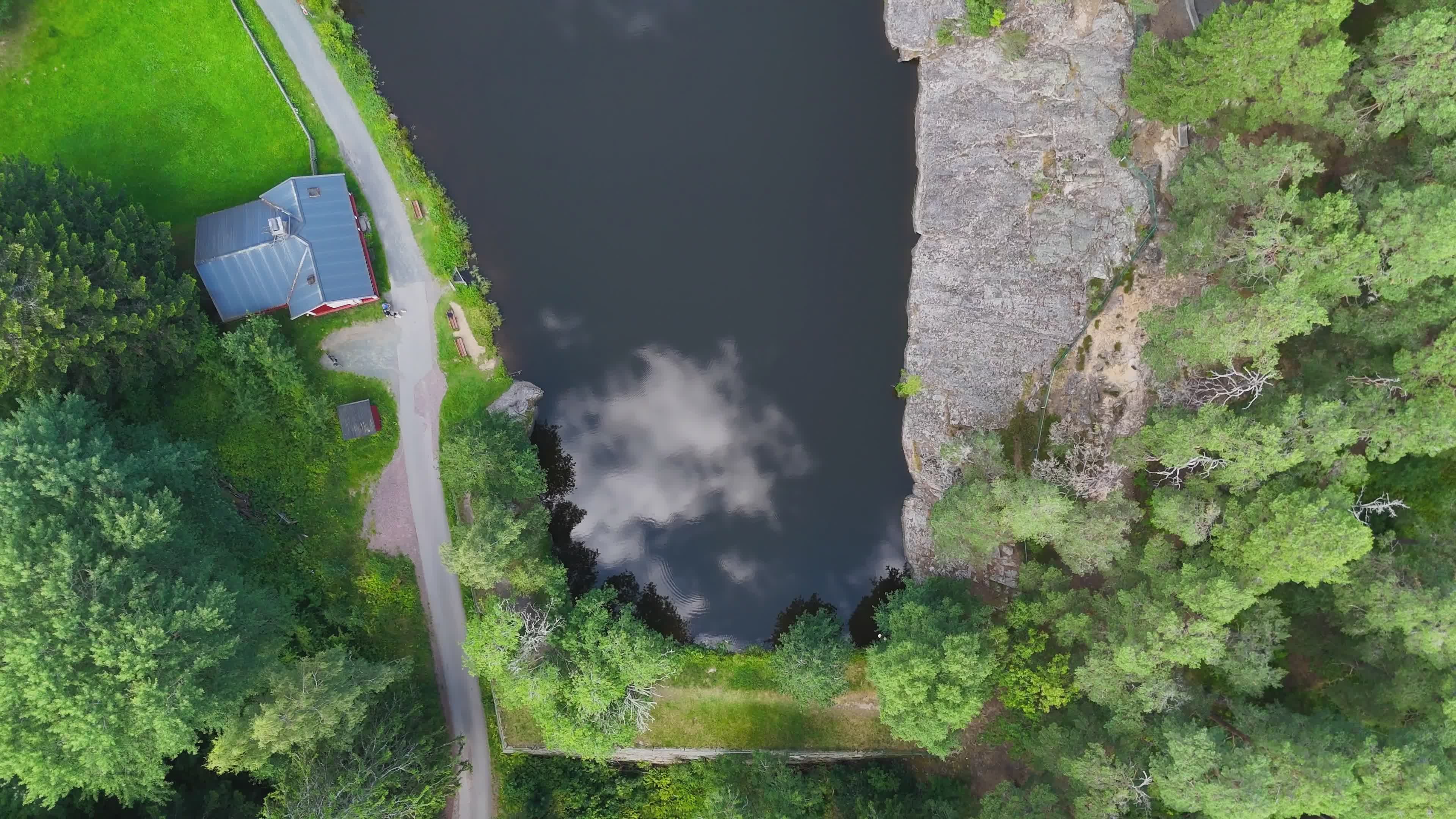 Aerial View of Forest and Reflective Lake Free Stock Video Footage ...