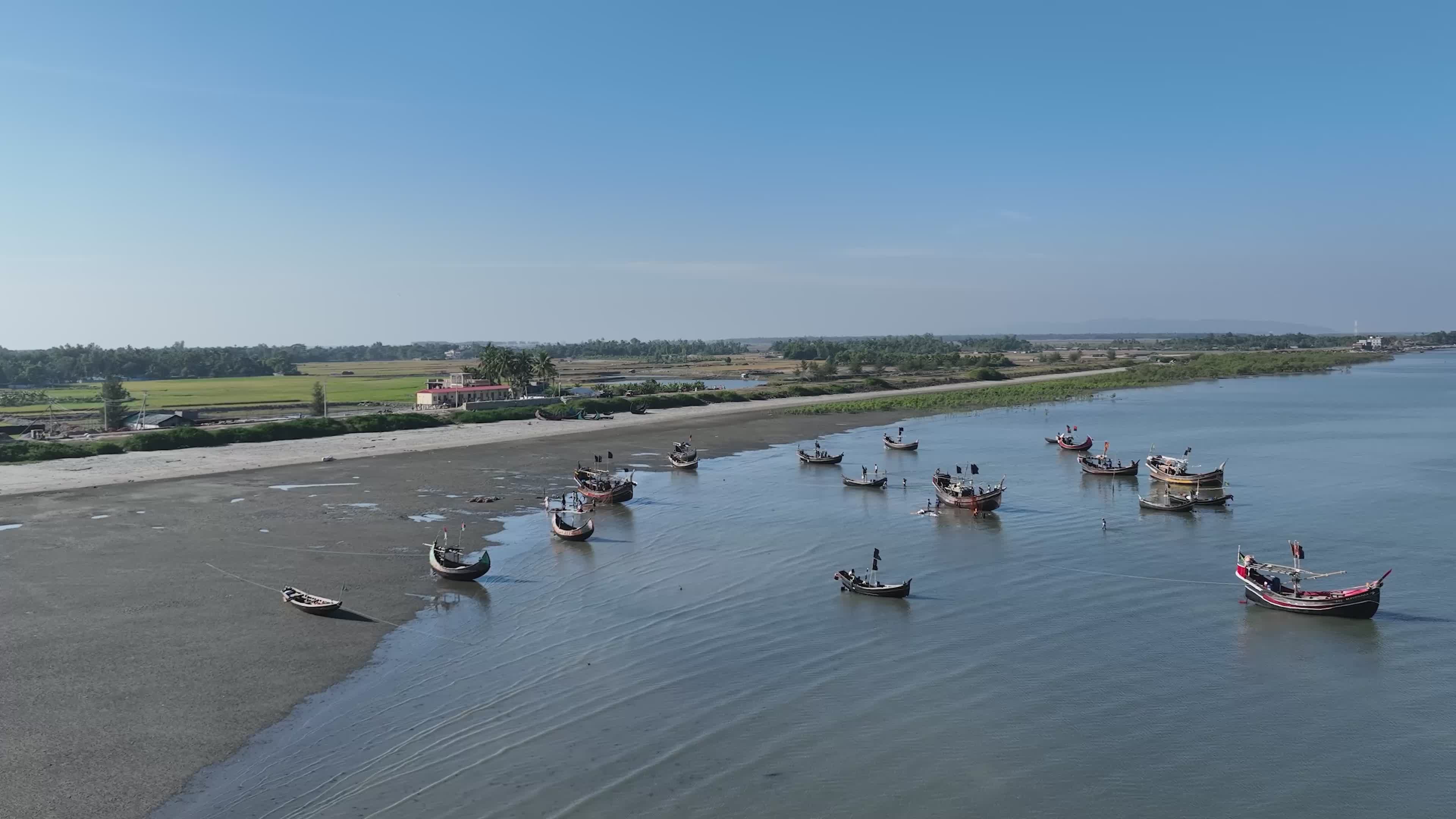 Aerial View of Teknaf Fishing Boats on Shore Free Stock Video Footage ...