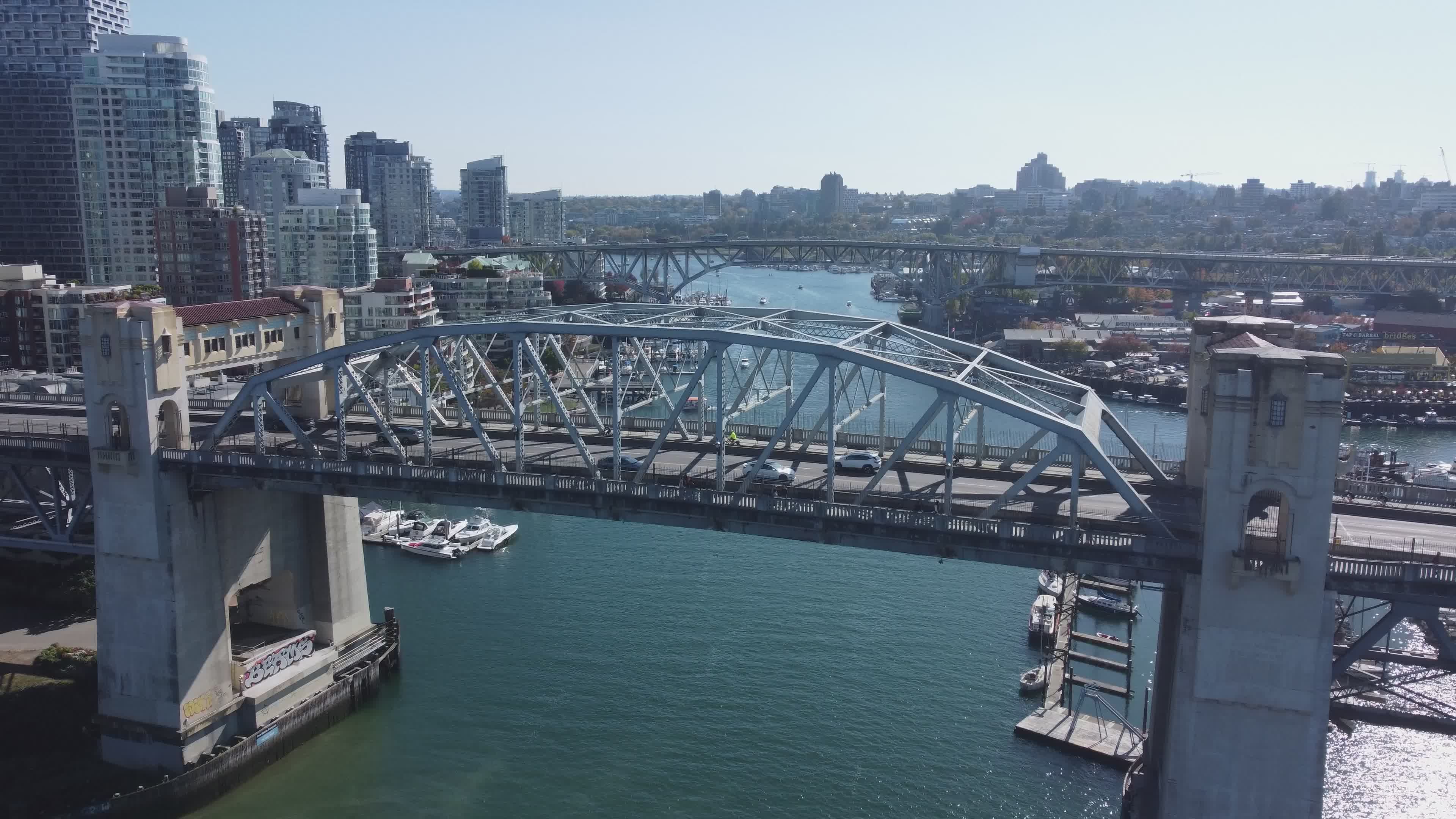 Aerial View of Burrard Street Bridge in Vancouver Free Stock Video ...
