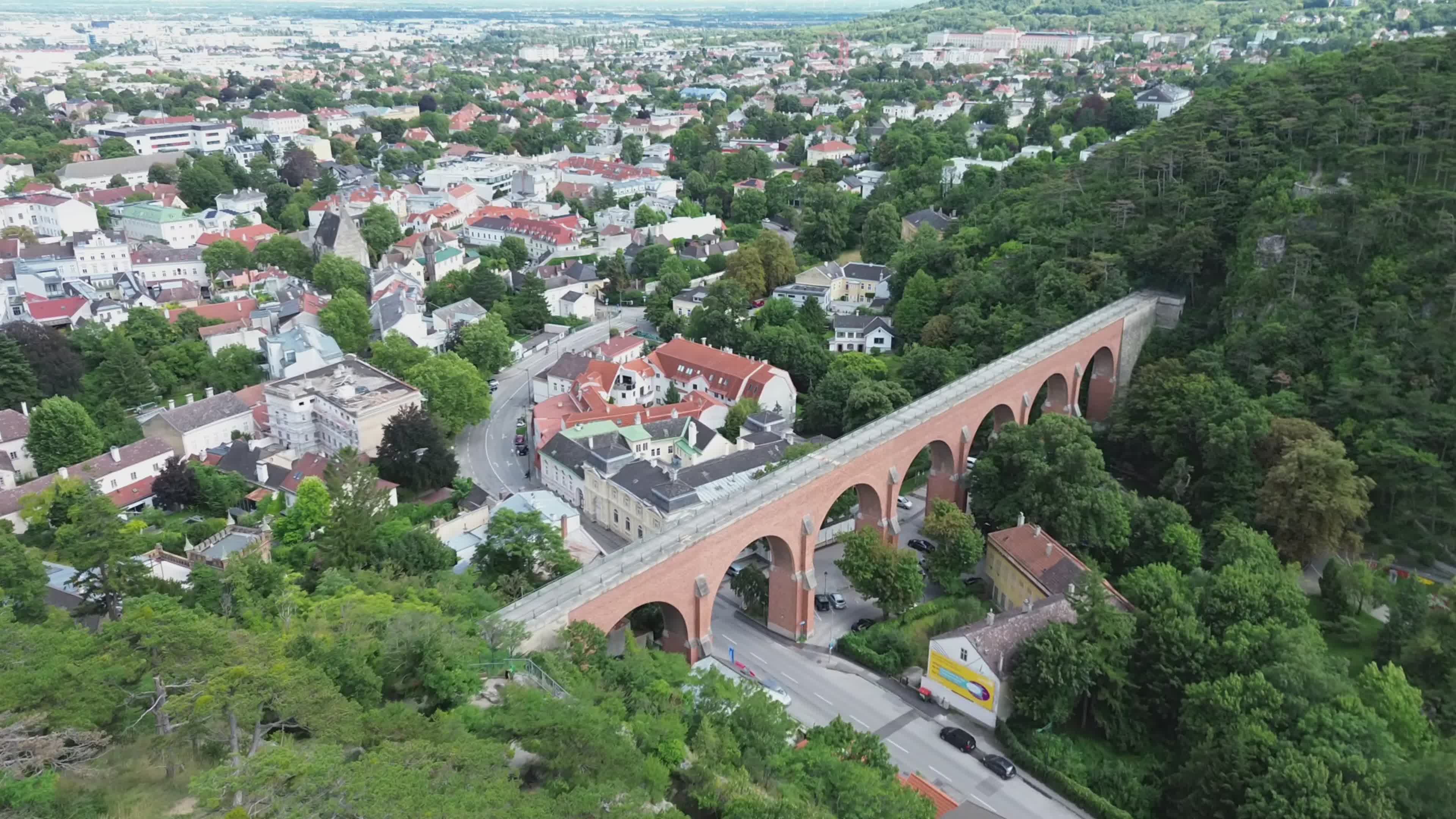 Aerial View of Mödling Aqueduct in Lush Landscape Free Stock Video ...