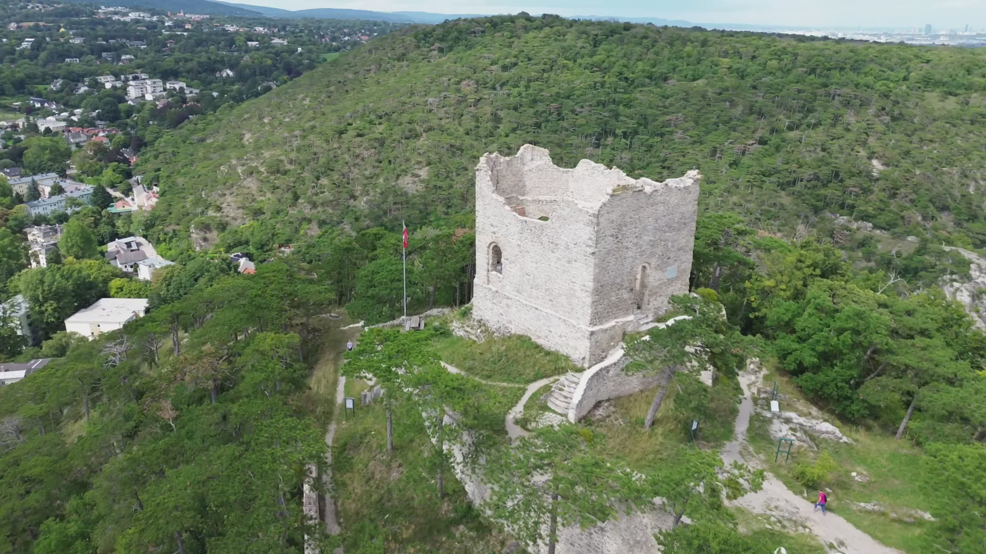 Scenic Aerial View of Modling Castle Ruins Free Stock Video Footage ...