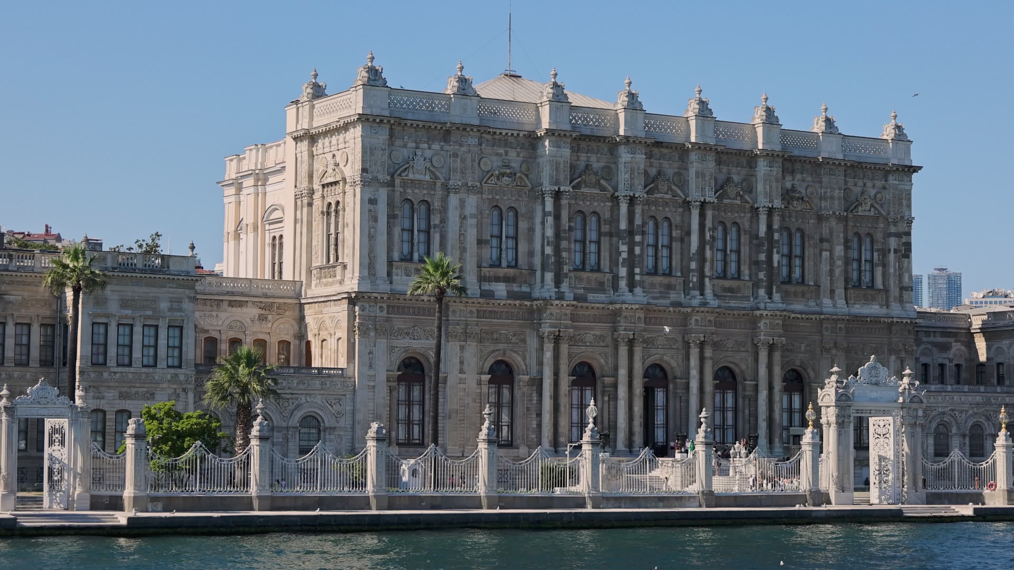 Dolmabahçe Palace on Bosphorus Waterfront Free Stock Video Footage ...