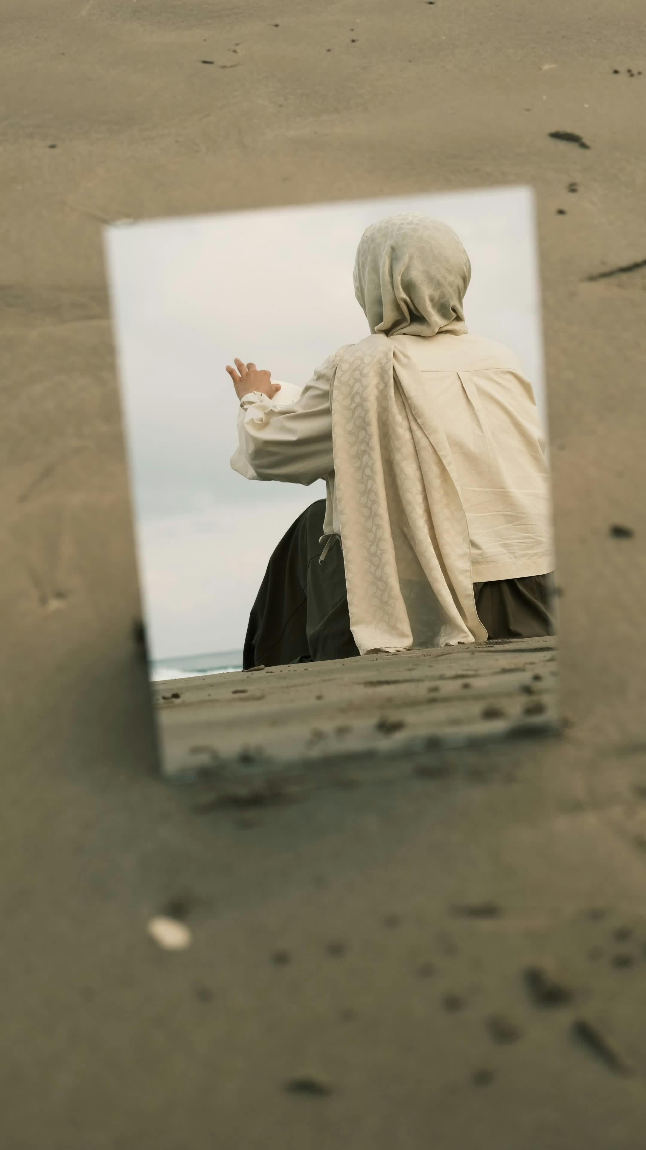 Reflective Beach Portrait with Mirror Free Stock Video Footage, Royalty ...