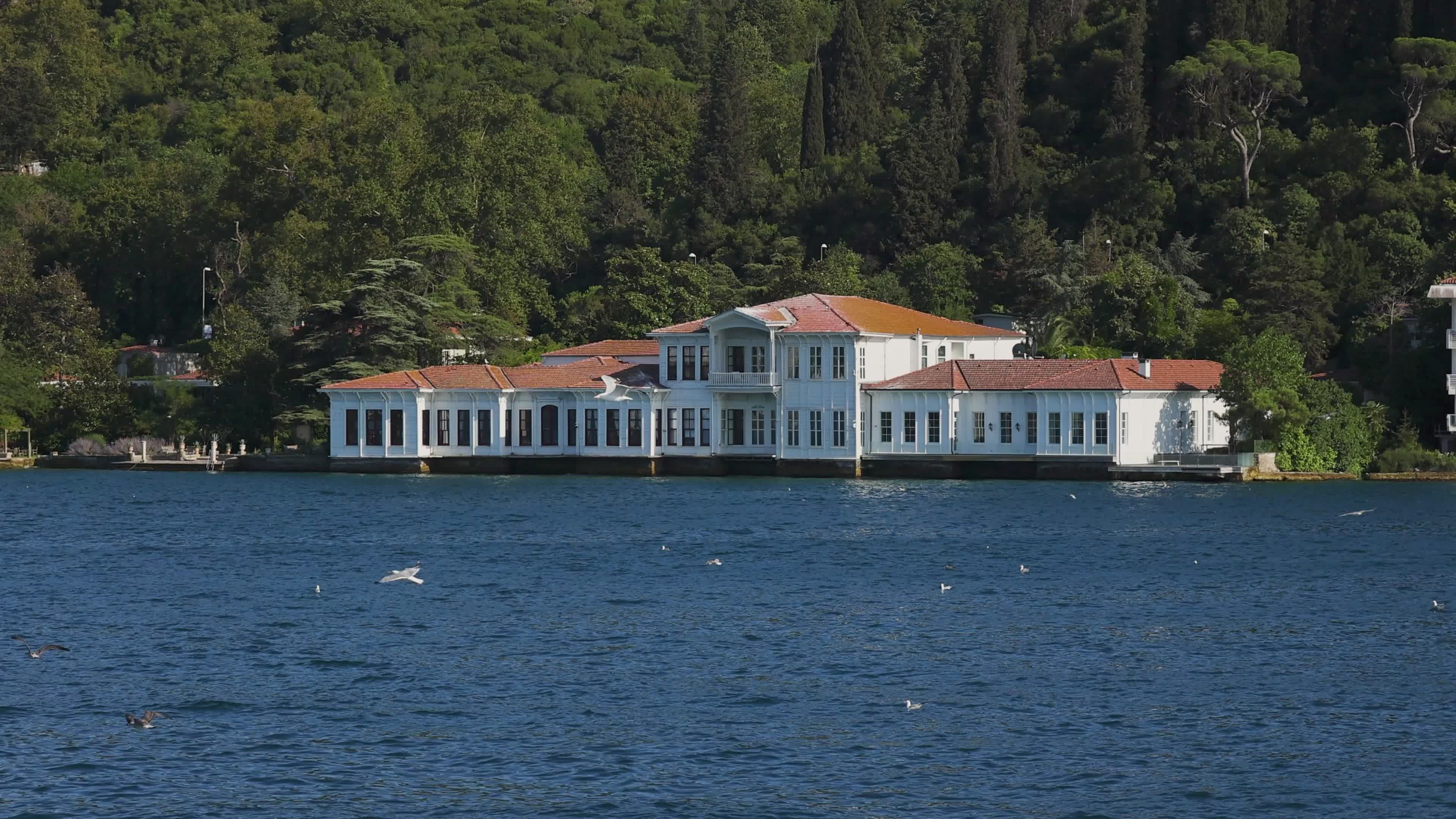Picturesque Istanbul Waterfront Yali Mansion Free Stock Video Footage ...