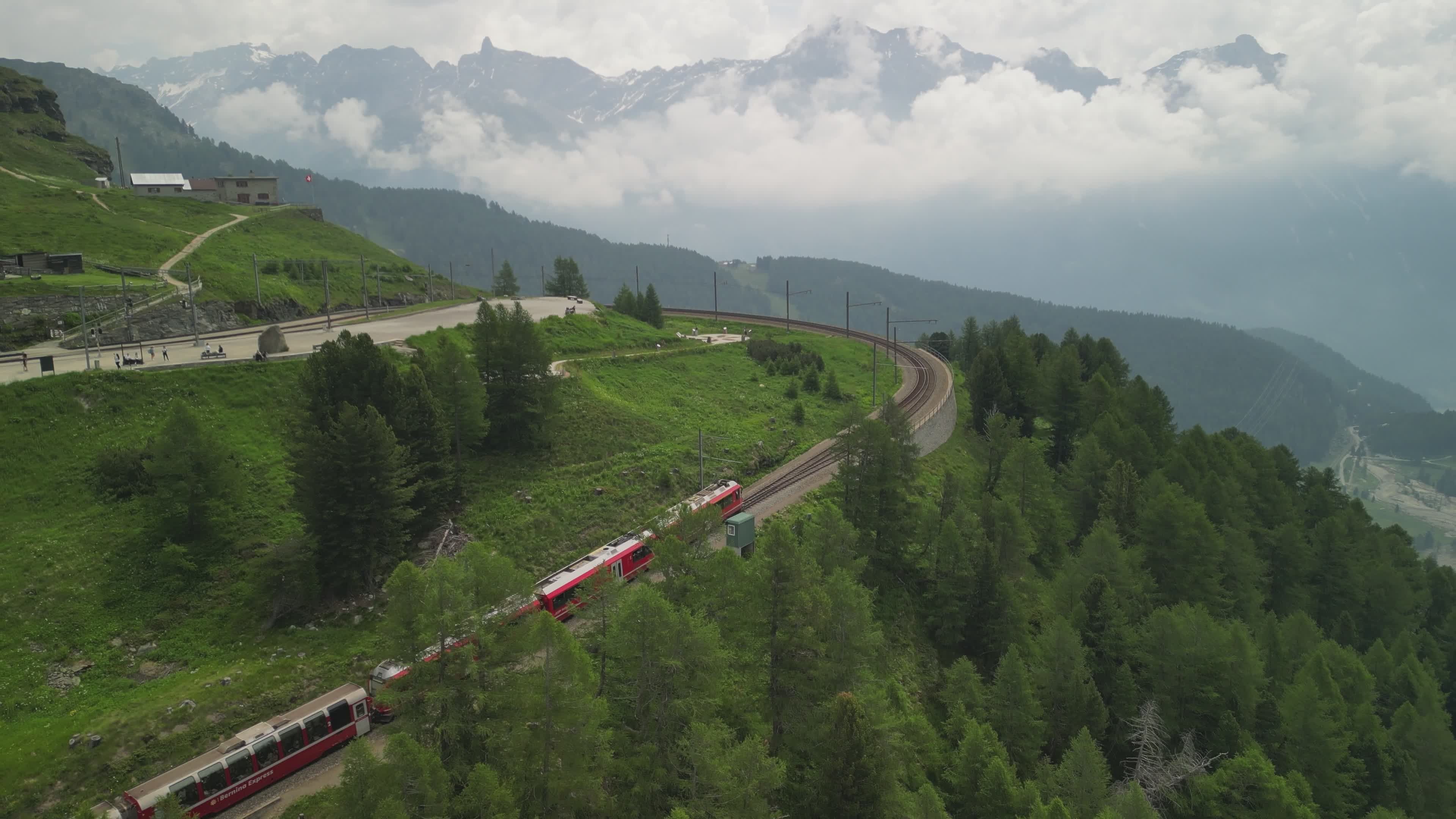 Stunning Aerial View of Swiss Alpine Train Free Stock Video Footage ...