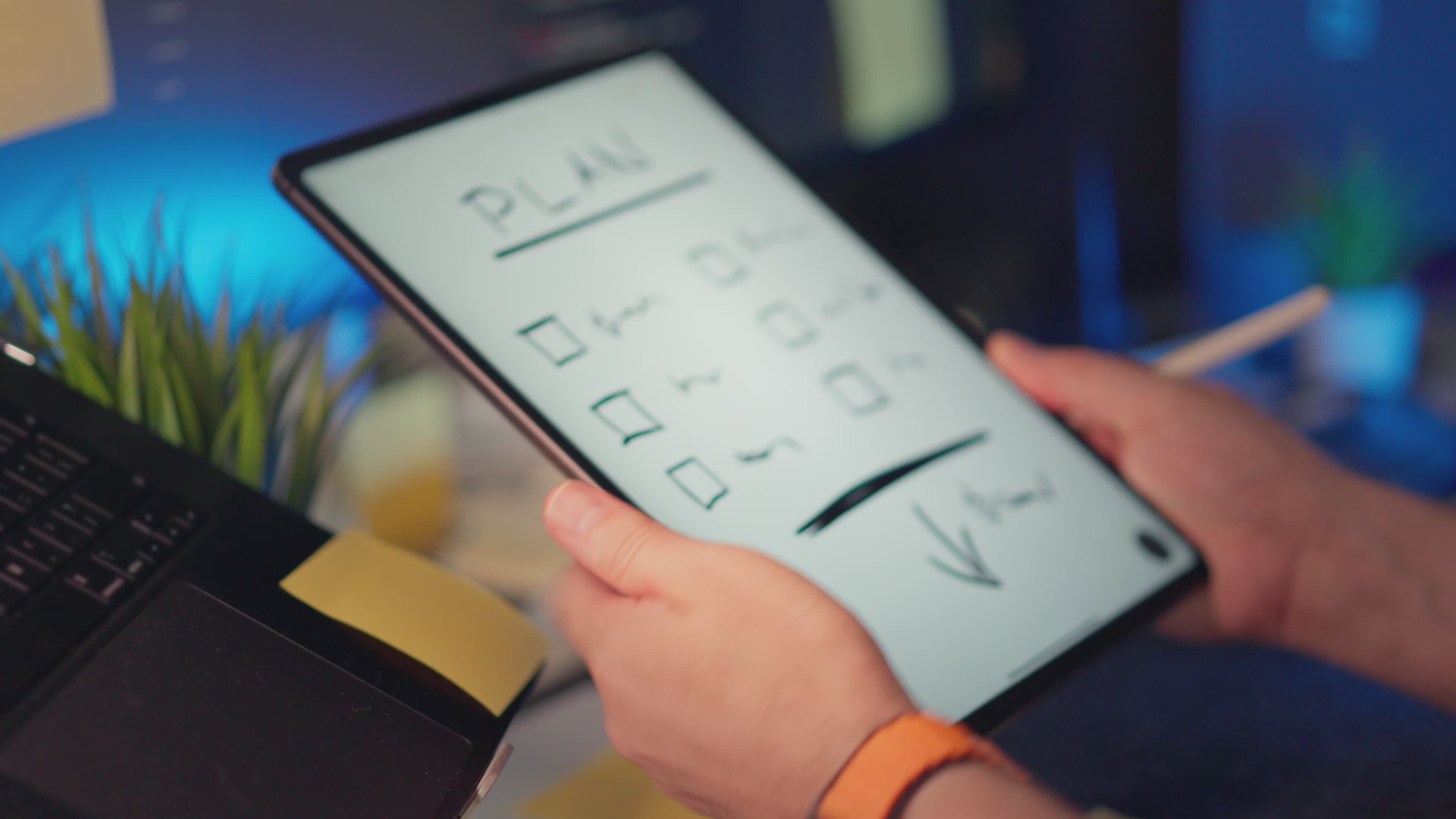 Digital Planning with a Stylus on Tablet Free Stock Video Footage ...