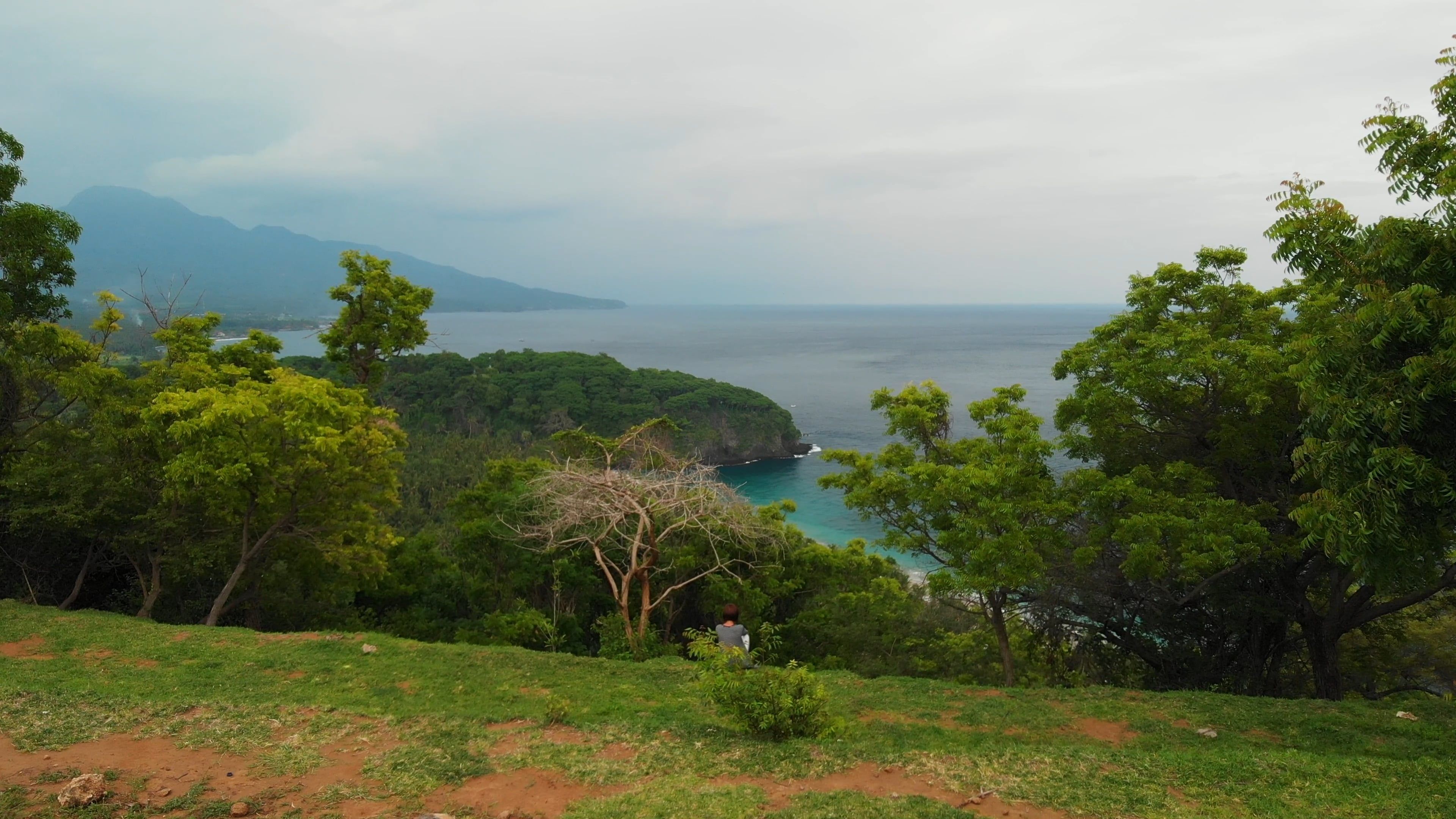 People On A Plateau Overlooking The Sea · Free Stock Video