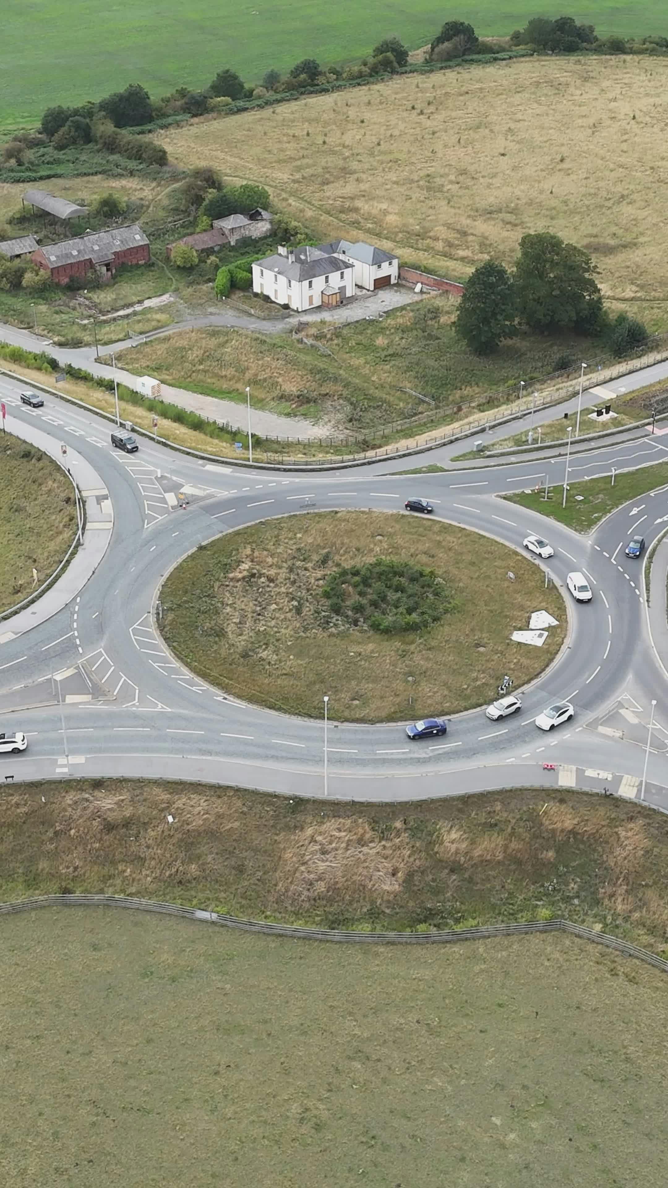 Aerial View of Busy Roundabout Intersection Free Stock Video Footage ...