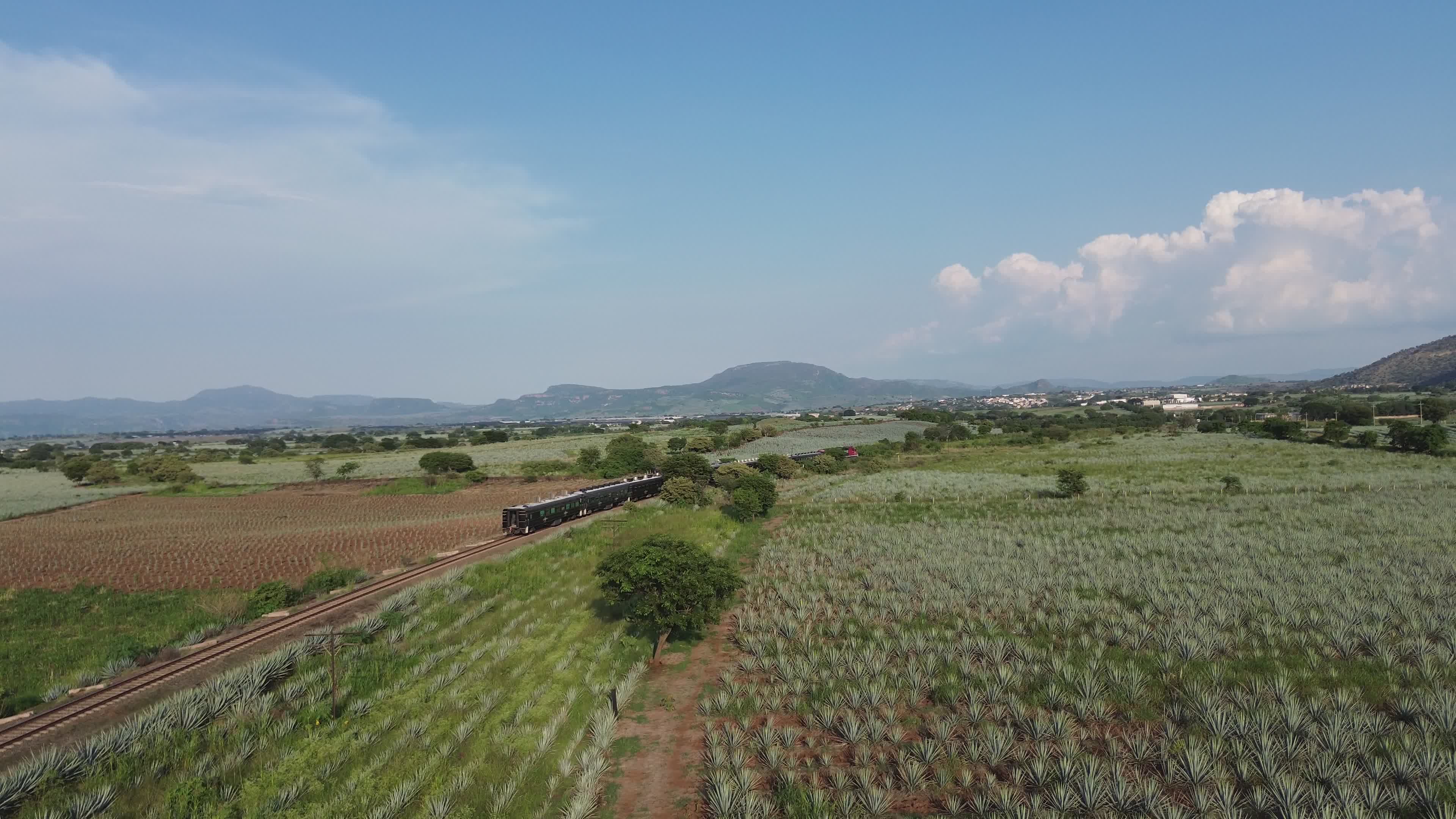 Scenic Aerial View of Train in Open Fields Free Stock Video Footage ...